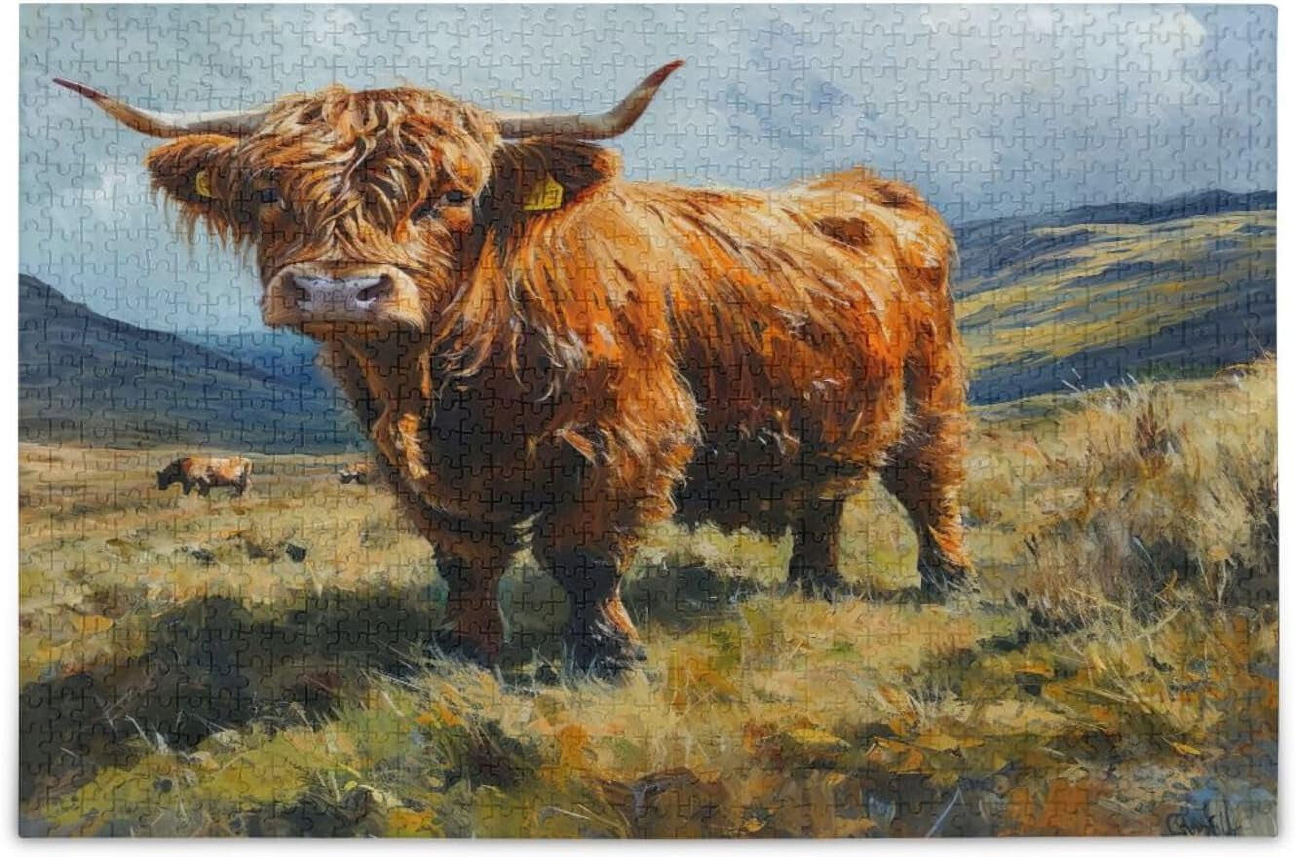 Dreamtimes Oil Highland Cattle Puzzle 500 Pieces - Wooden Jigsaw ...