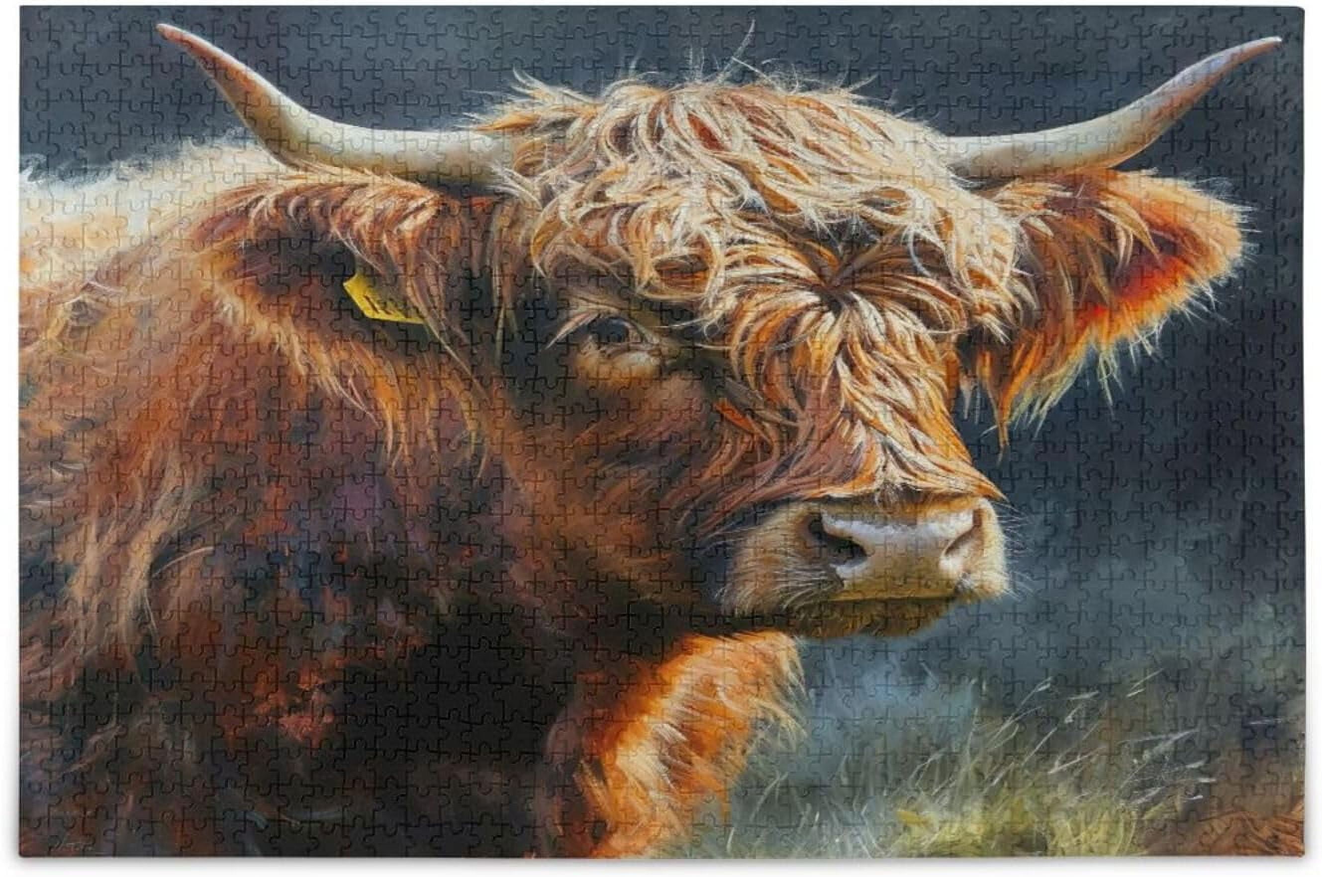 Dreamtimes Oil Highland Cattle Puzzle 500 Pieces - Wooden Jigsaw ...