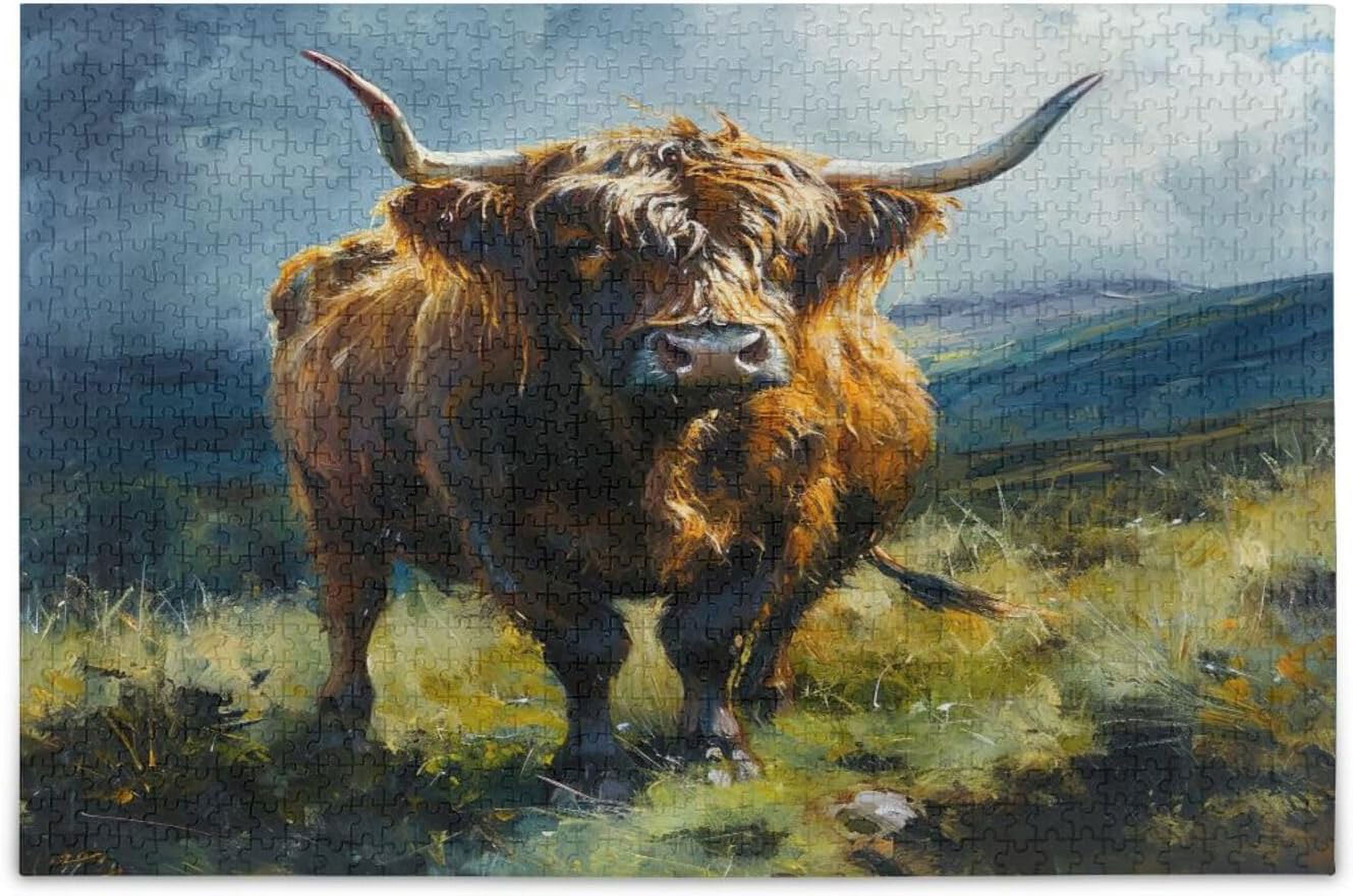 Dreamtimes Oil Highland Cattle Puzzle 500 Pieces - Wooden Jigsaw ...