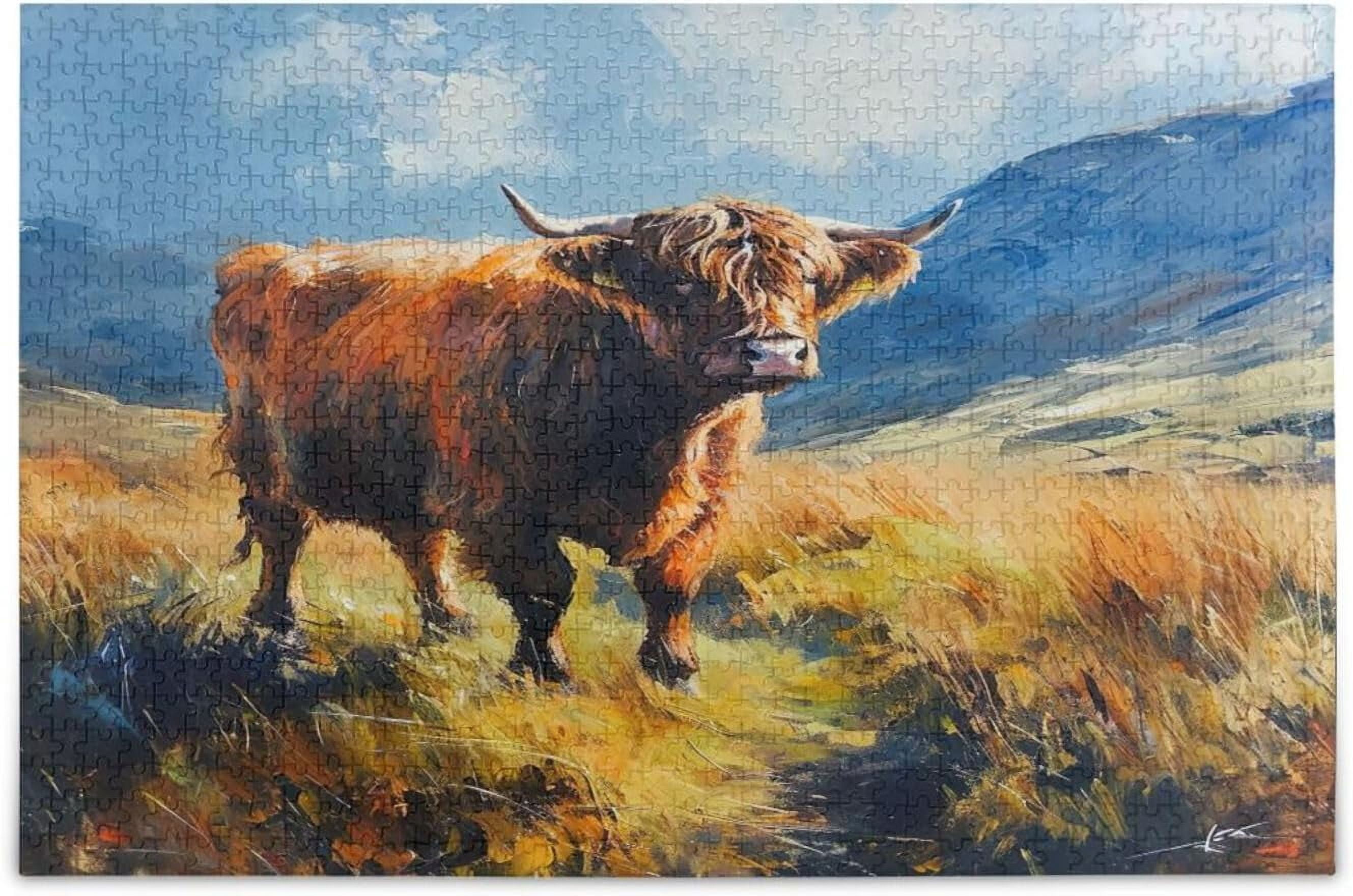 Dreamtimes Oil Highland Cattle Puzzle 500 Pieces - Wooden Jigsaw ...