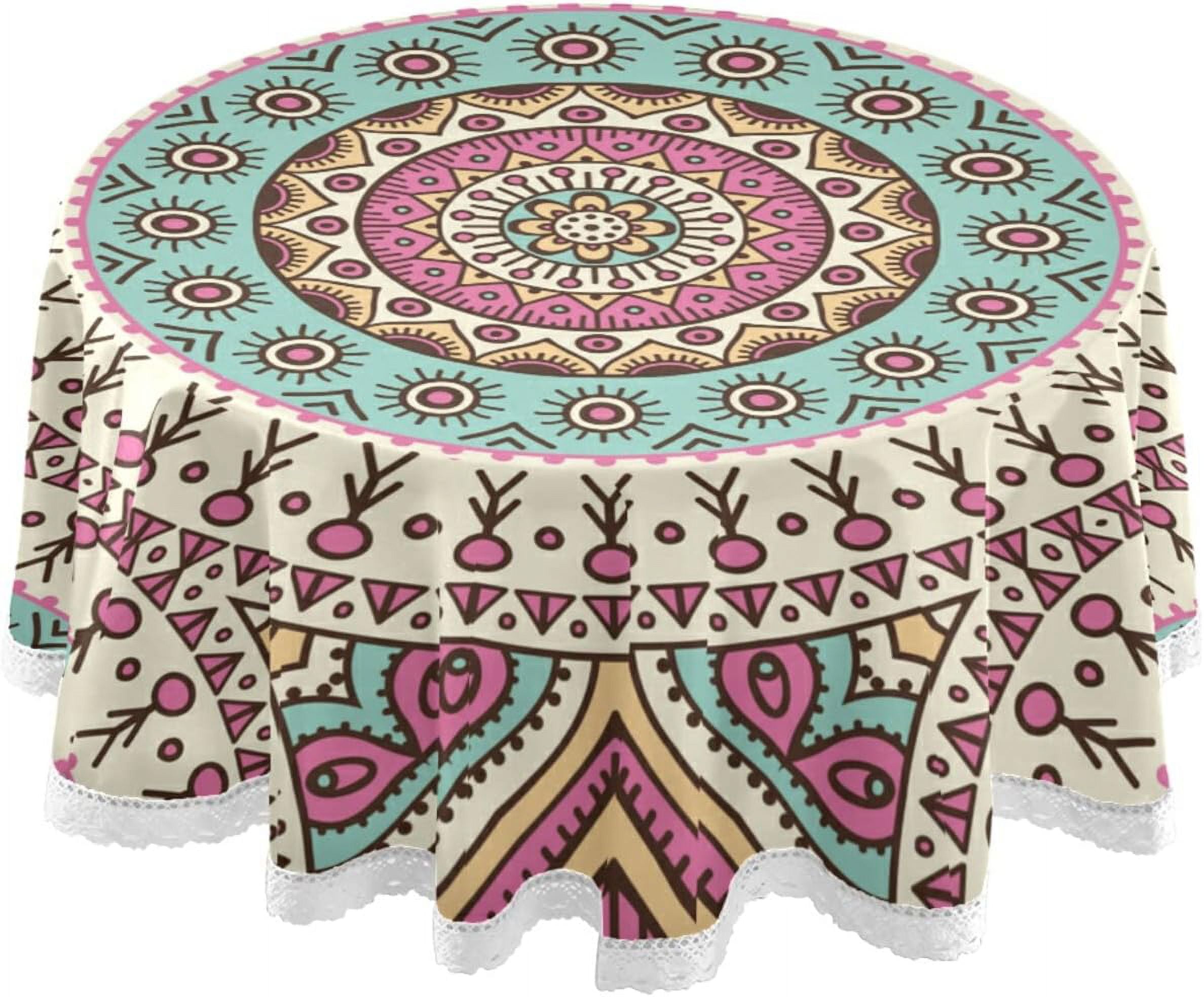 Dreamtimes Ottoman Motifs Round Tablecloth 60", Table Cover Water ...