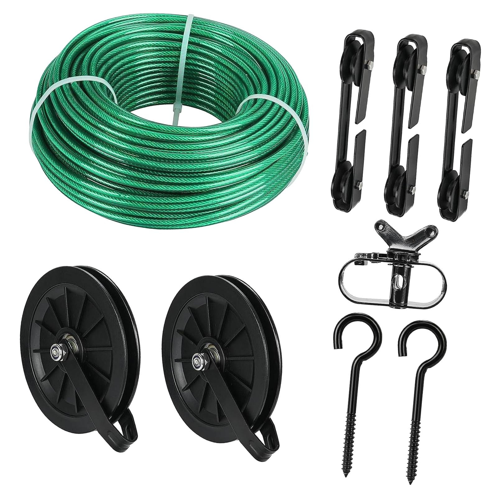 Dreamtimes Outdoor Clothesline Set, 150ft Green PVC Covered Galvanized ...