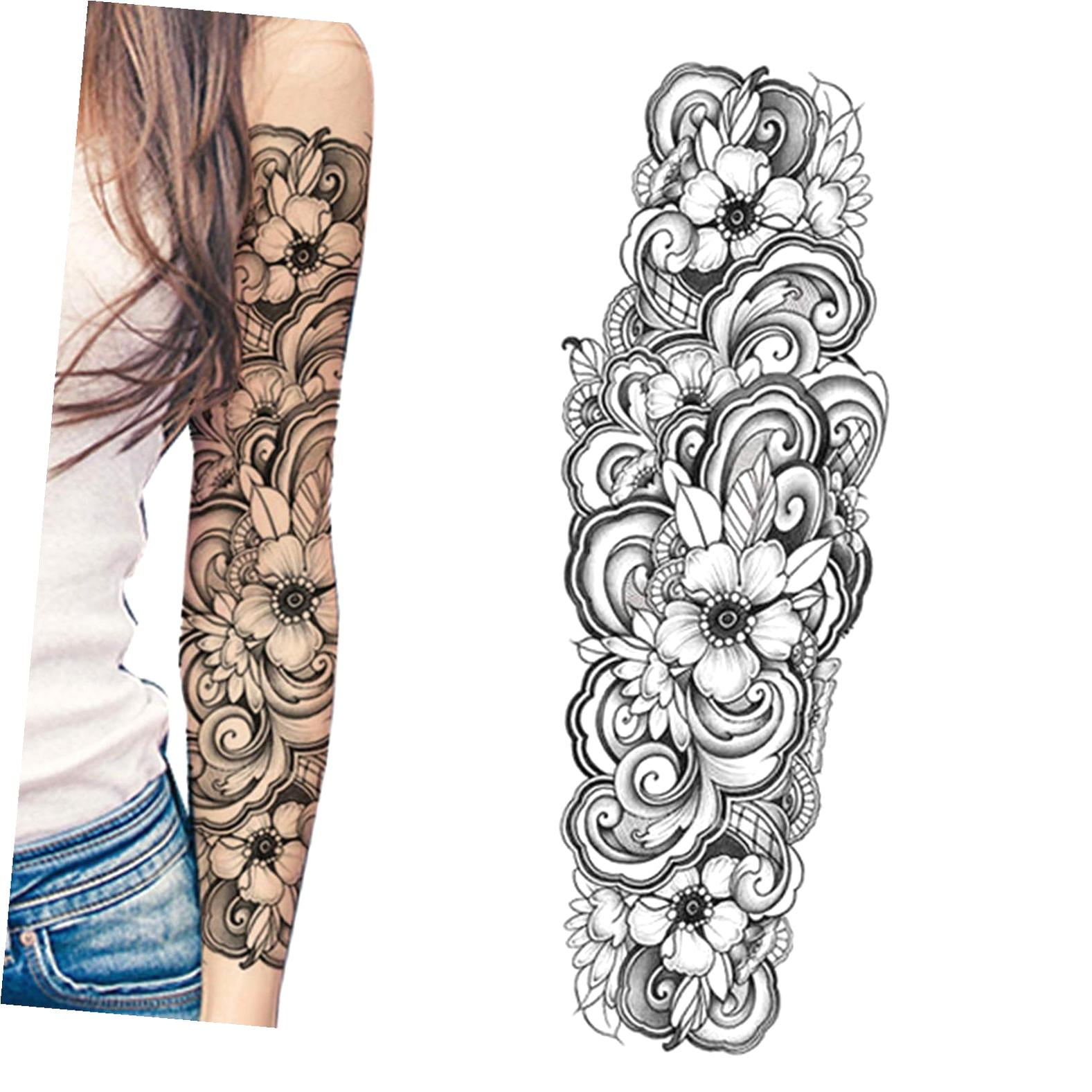 Dreamtimes Pair of Temporary Tattoo Sleeves for Women - Floral Rose ...
