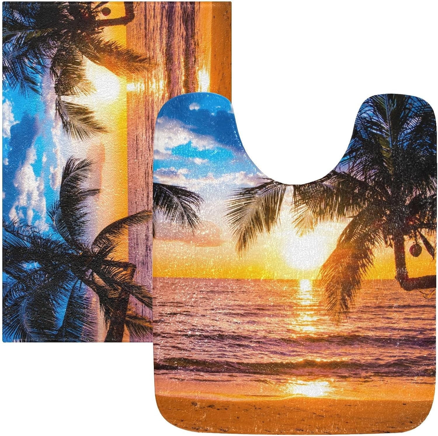Dreamtimes Palm Tree Beach Sunset Summer Bath Mat for Bathroom Shower U ...