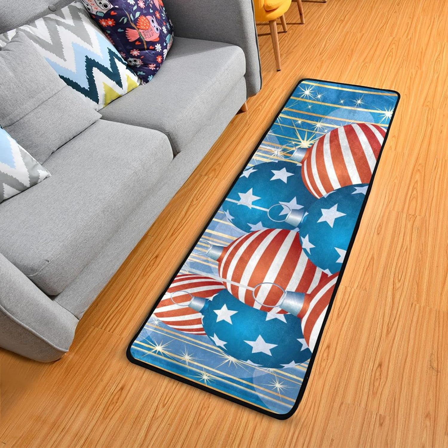 Dreamtimes Patriotic Balls Stars Hallway Runner Rug 2'x6' Kitchen Rug ...