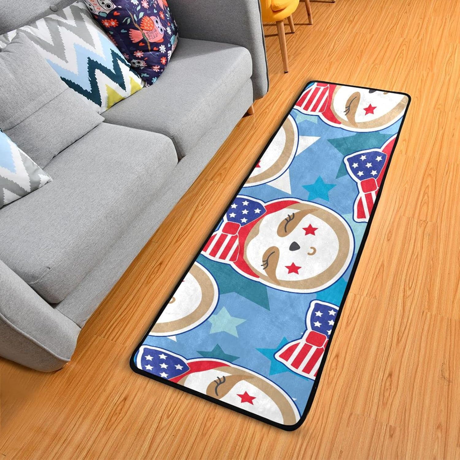 Dreamtimes Patriotic Sloth Stars Hallway Runner Rug 2'x6' Kitchen Rug ...