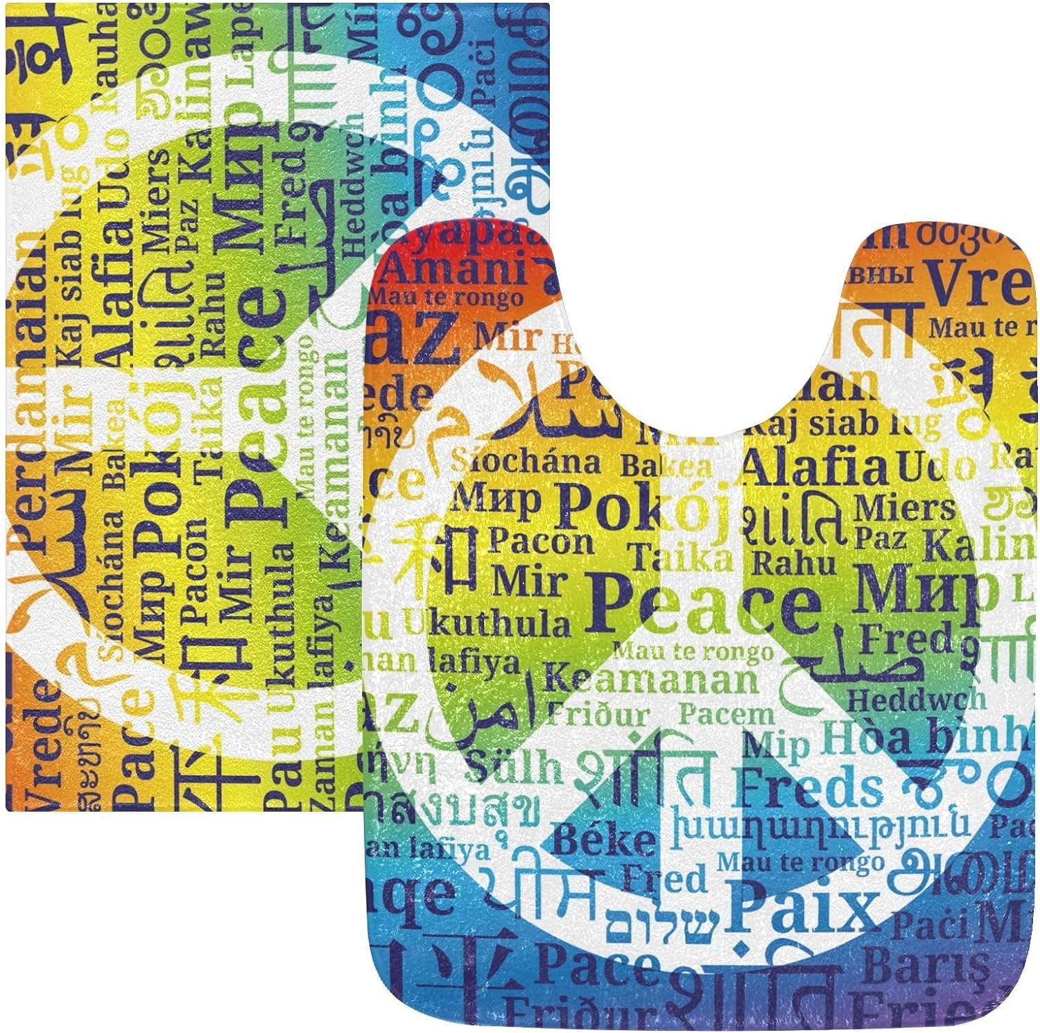 Dreamtimes Peace Sign Different Languages of The World on Rainbow Bath ...