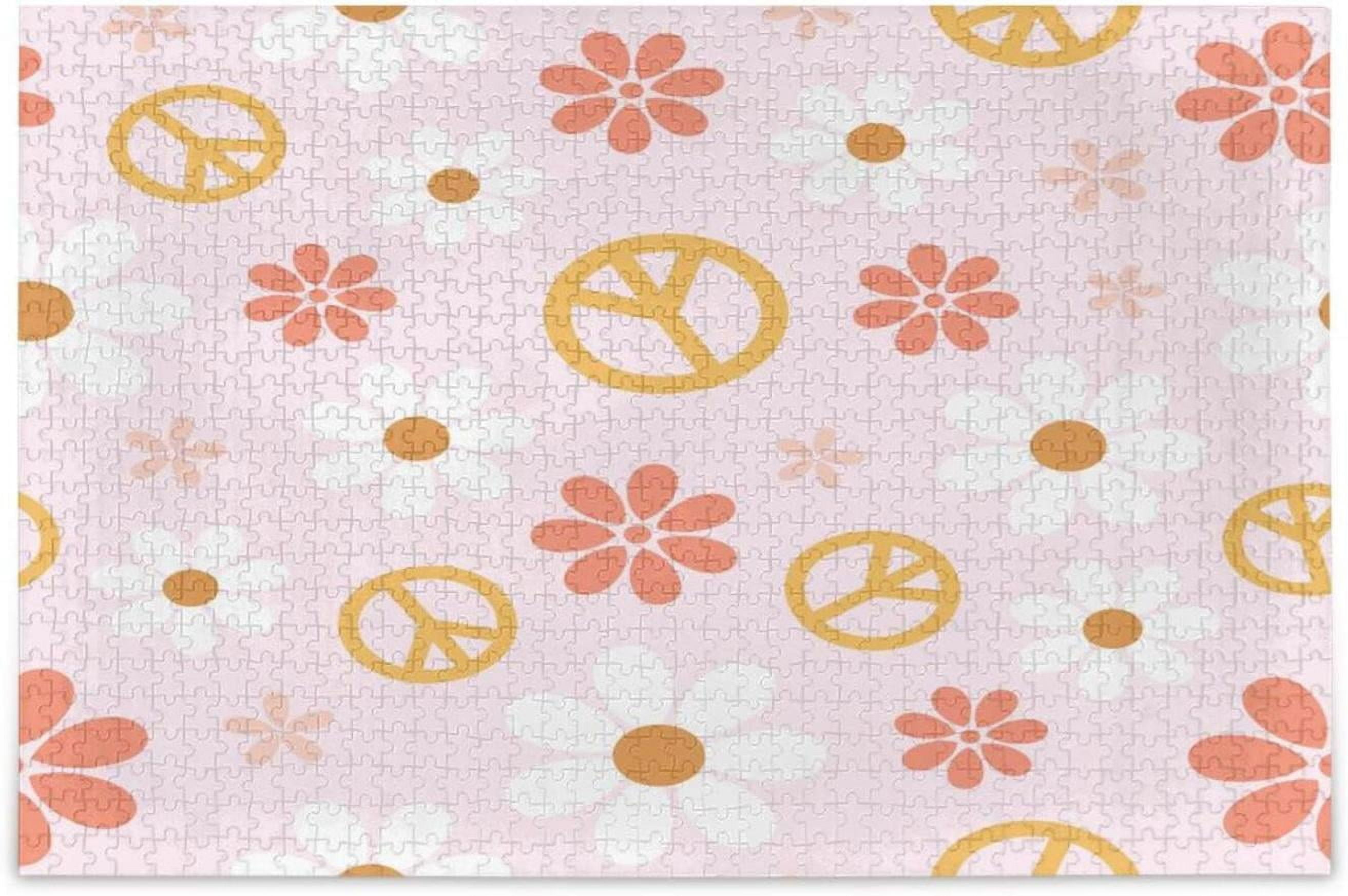 Dreamtimes Peace Sign Flower Pink Wooden Jigsaw Puzzles Intellectual ...