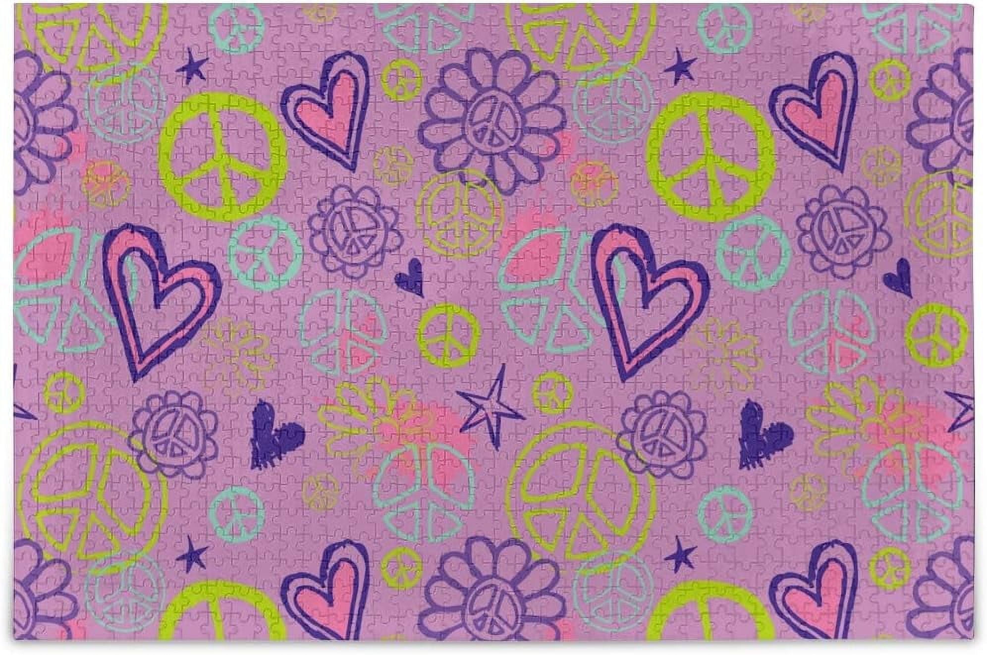 Dreamtimes Peace Sign Heart Flower On Pink Jigsaw Puzzles 1000 Pieces ...