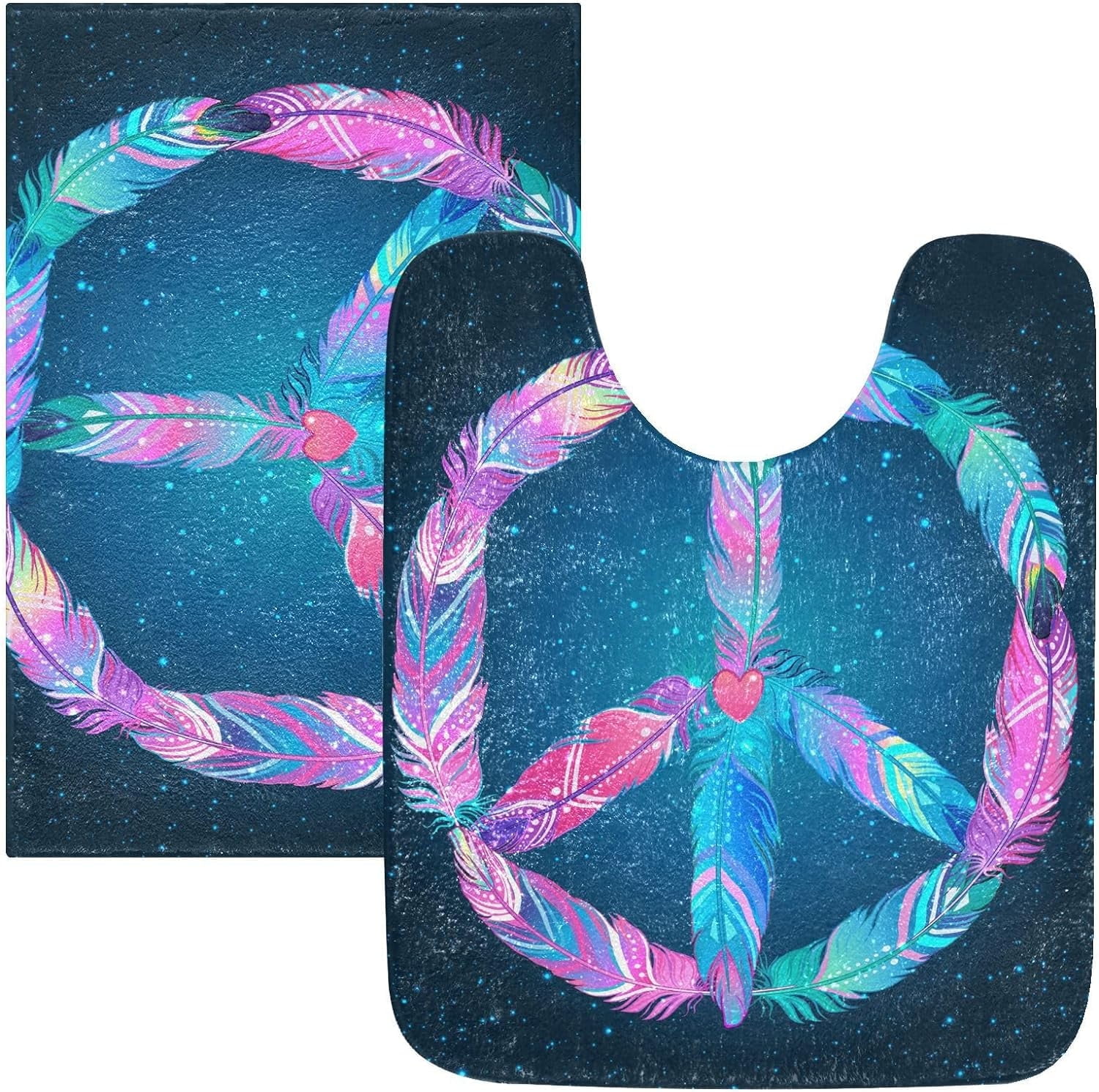 Dreamtimes Peace Sign Made of Colored Bird Feather Bath Mat for ...