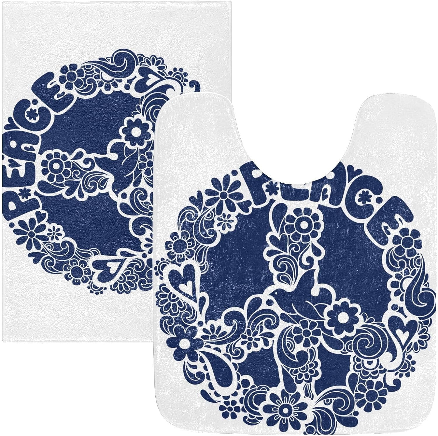 Dreamtimes Peace Sign Pigeon Psychedelic Bath Mat for Bathroom Shower U ...