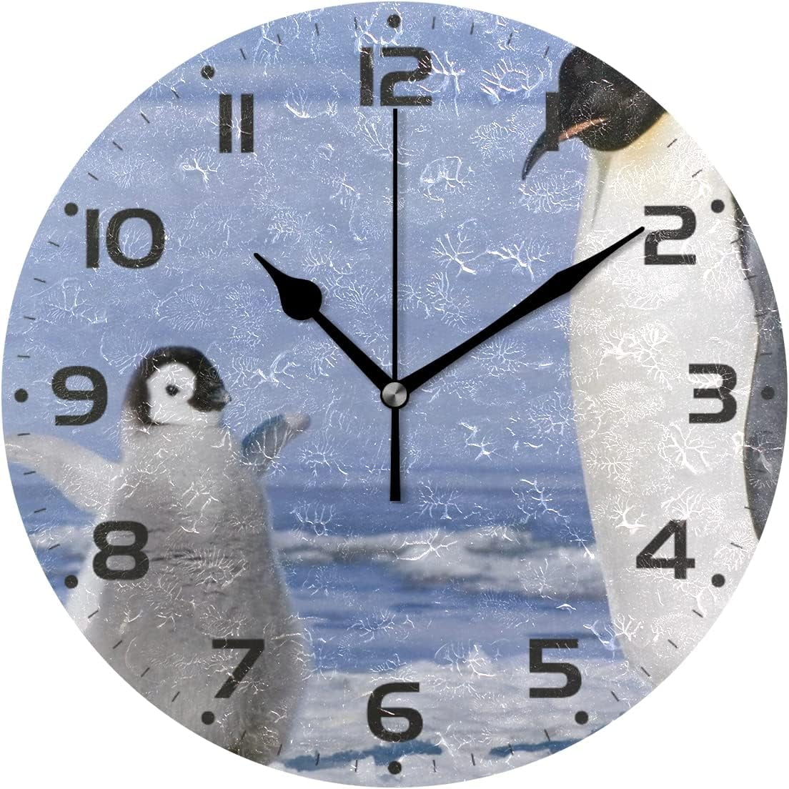 Dreamtimes Penguins Wall Clock, 10 Inch Silent Non Ticking Round Clock ...