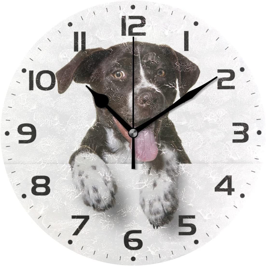 Dreamtimes Pet Dogs Wall Clock, 10 Inch Silent Non Ticking Round Clock ...