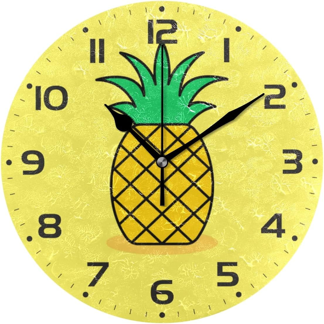 Dreamtimes Pineapple Fruit Wall Clock, 10 Inch Silent Non Ticking Round ...
