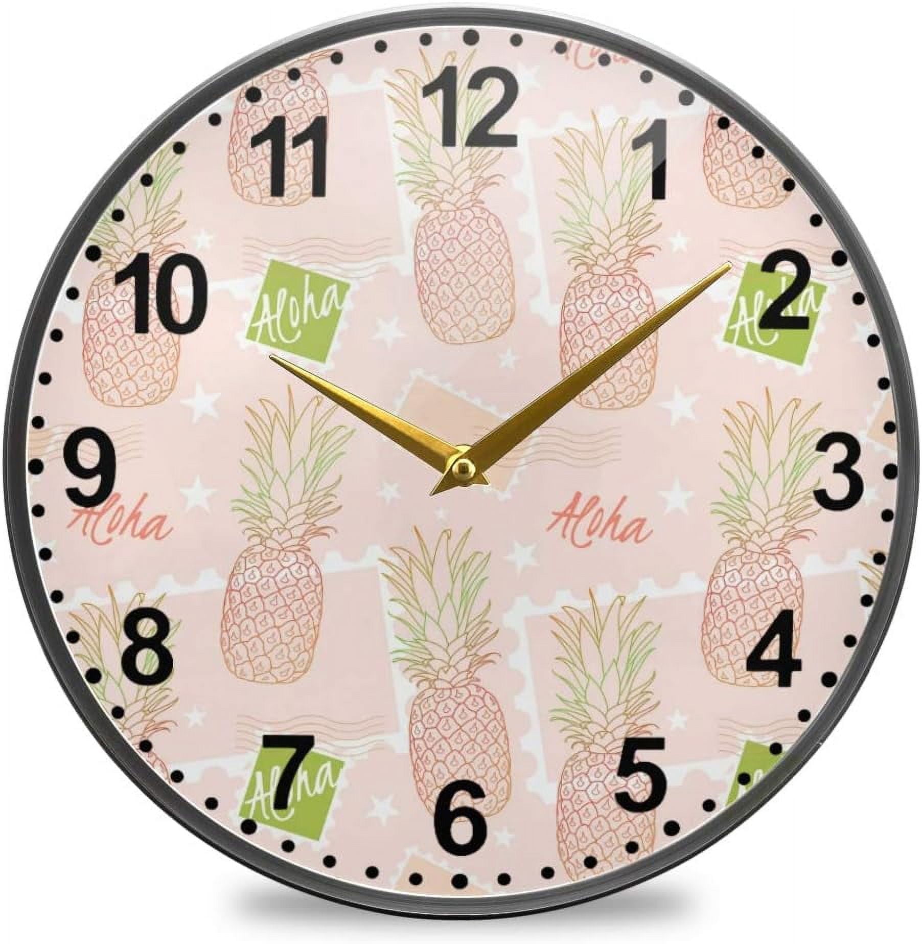 Dreamtimes Pineapple Hawaii Fruit Pattern Wall Clock Silent Non Ticking ...