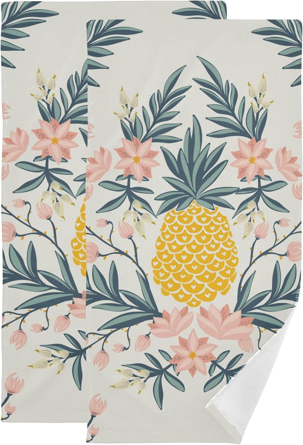 Dreamtimes Pineapple Soft Hand Towels 2-Piece Absorbent Bath Towel ...