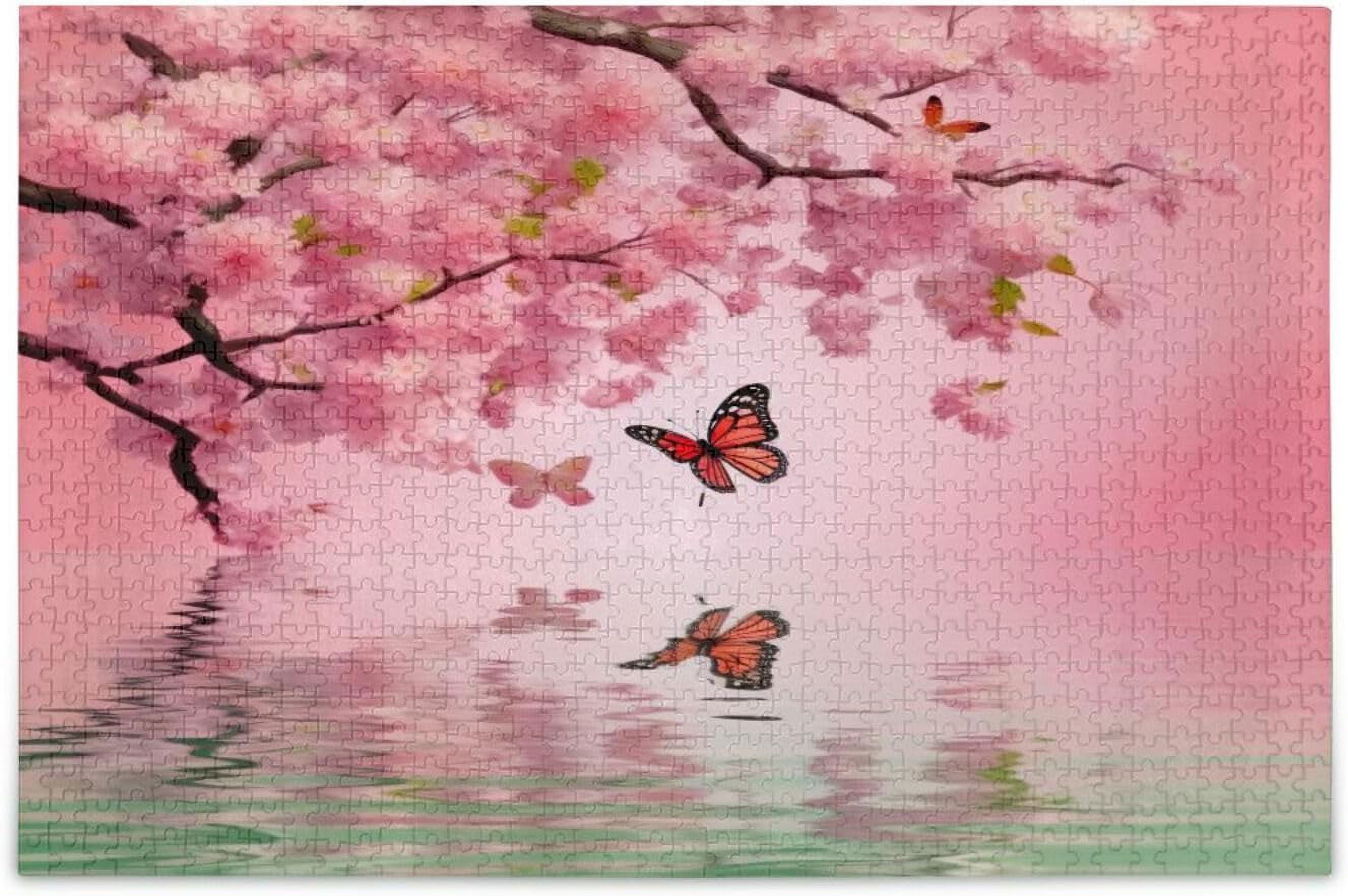 Dreamtimes Pink Butterflies 1000 Piece Large Jigsaw Puzzle for Adults ...