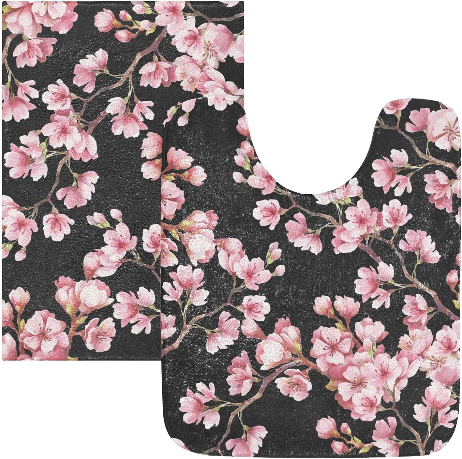 Dreamtimes Pink Cherry Blossom Flower Floral Sakura Bath Mat for ...