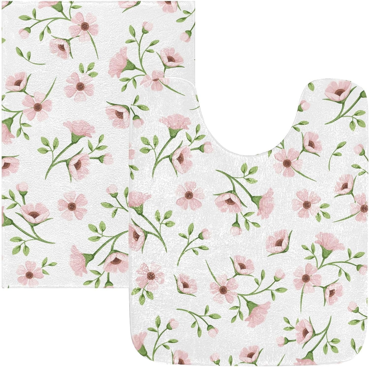 Dreamtimes Pink Dasiy Flower Floral Bath Mat for Bathroom Shower U ...