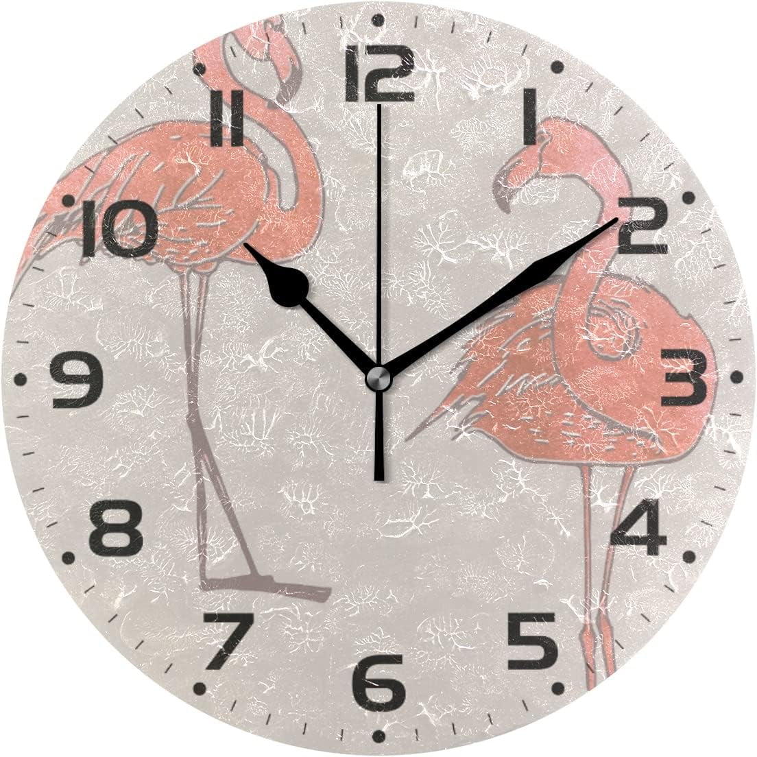 Dreamtimes Pink Flamingo Watercolor Wall Clock, 10 Inch Silent Non ...