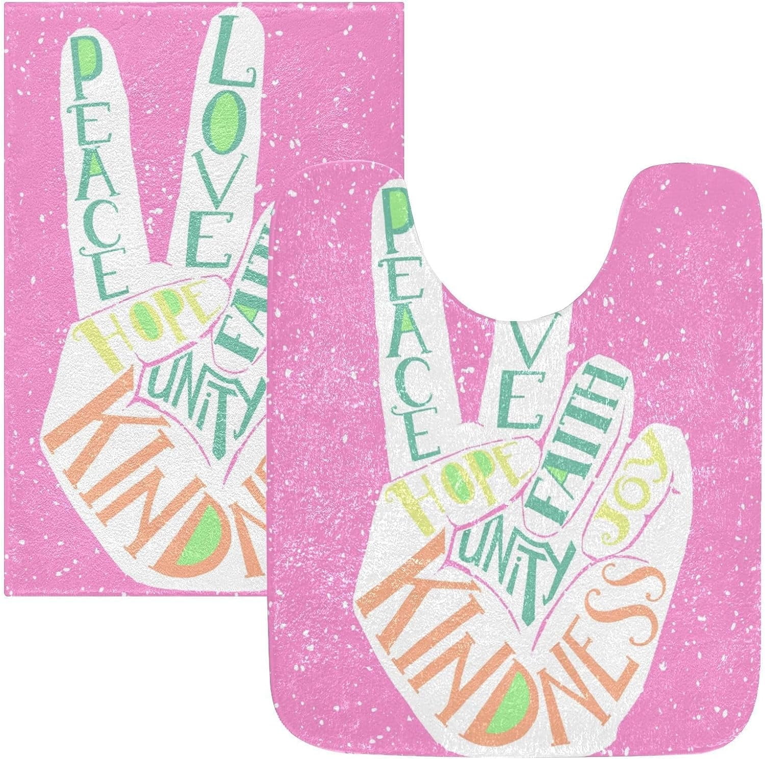 Dreamtimes Pink Grunge Peace Sign Love and Joy Bath Mat for Bathroom ...