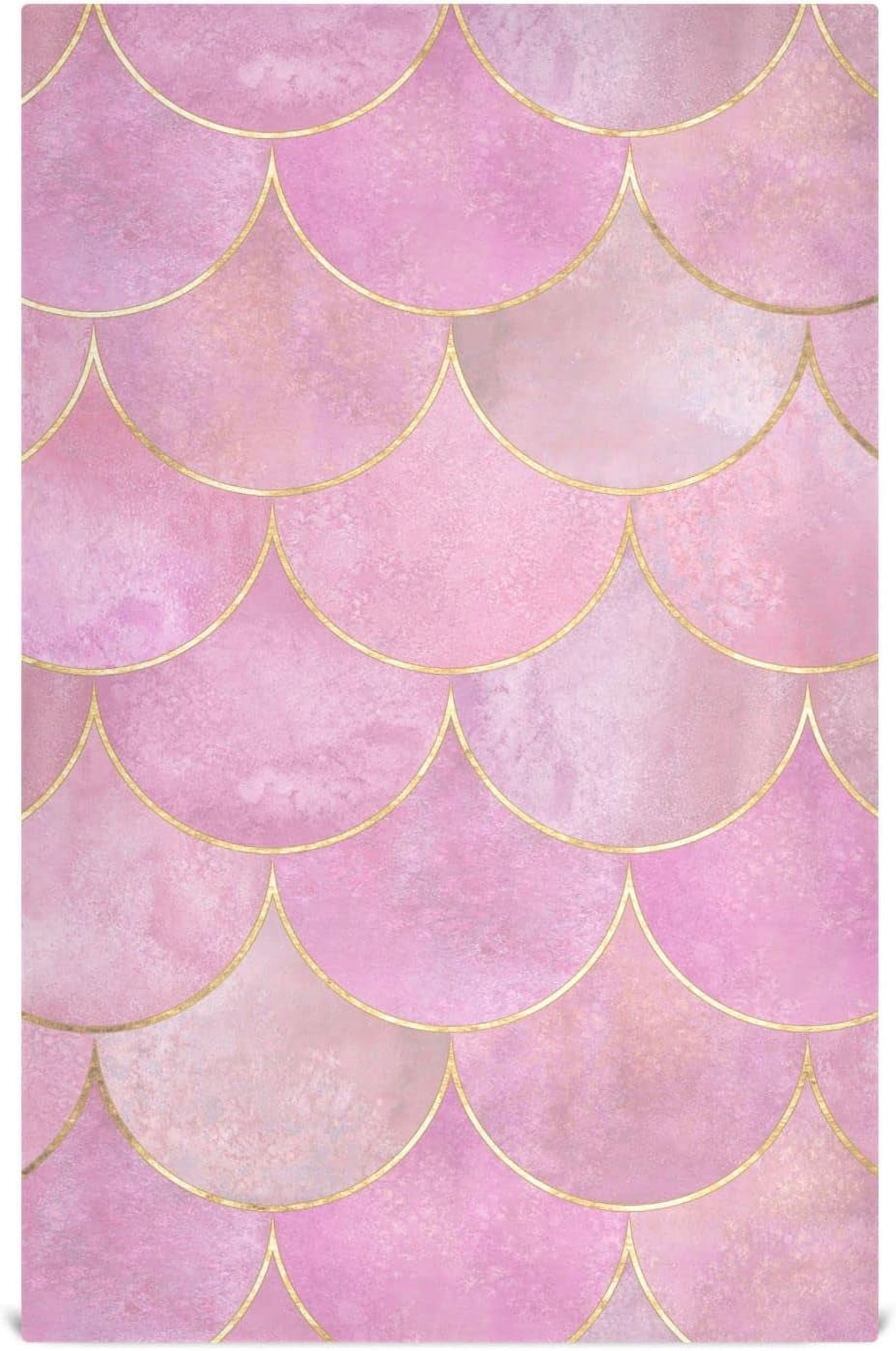 Dreamtimes Pink Mermaid Fish Scale Kitchen Towels Set of 1 Dishcloths ...
