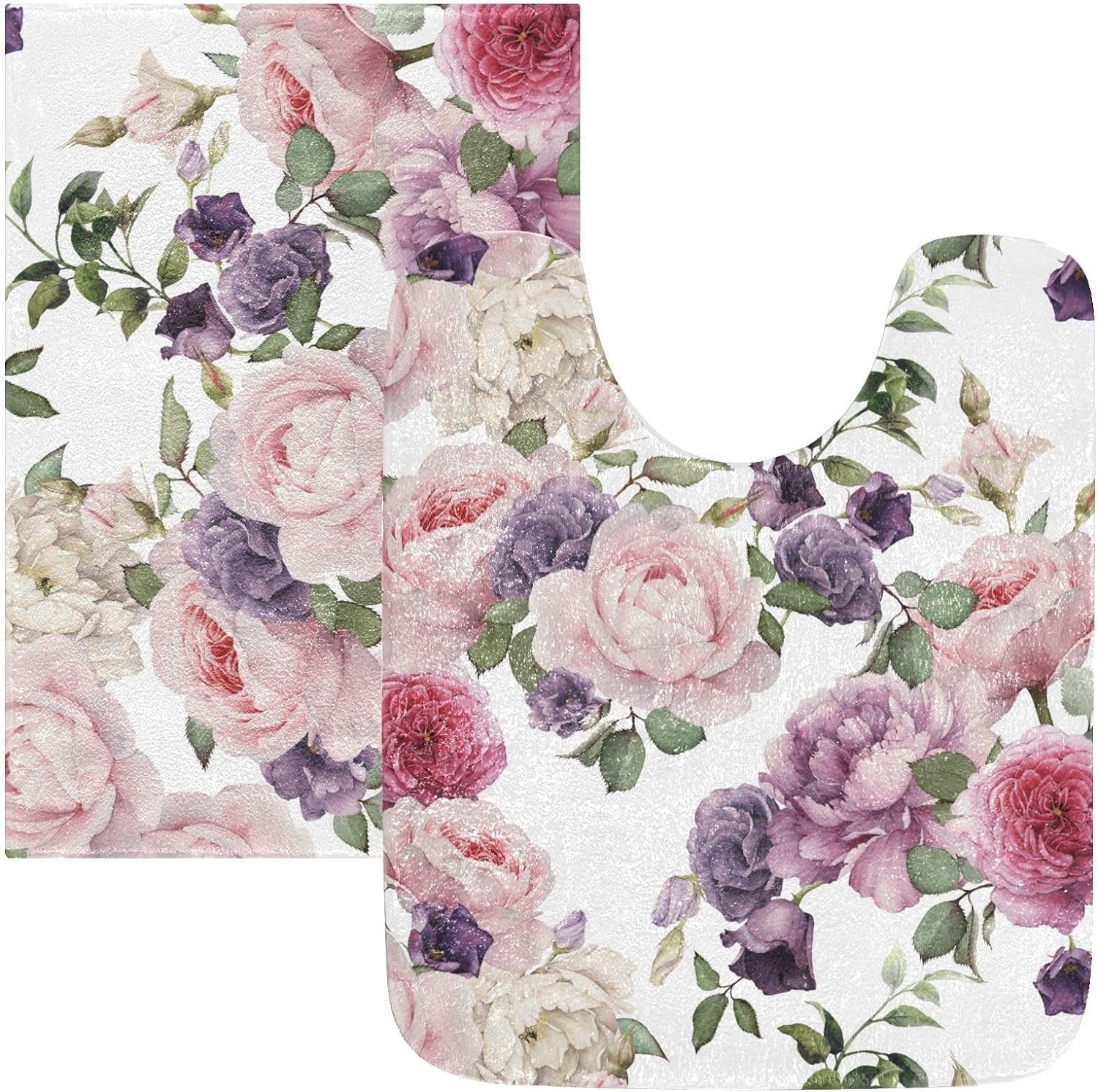 Dreamtimes Pink & Red Rose Flowers Purple Roses Bath Mat for Bathroom ...