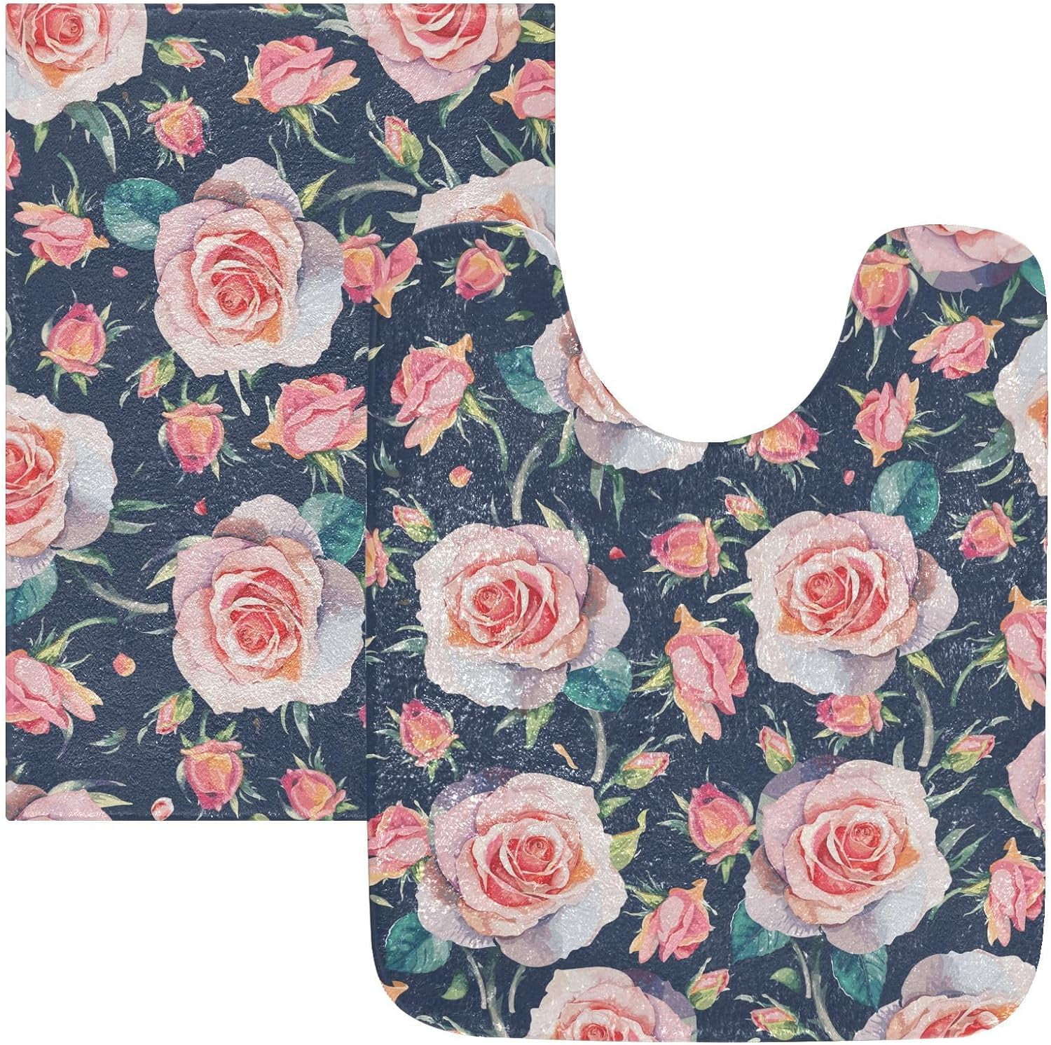 Dreamtimes Pink Rose Flower Floral Rosebud Bath Mat for Bathroom Shower ...