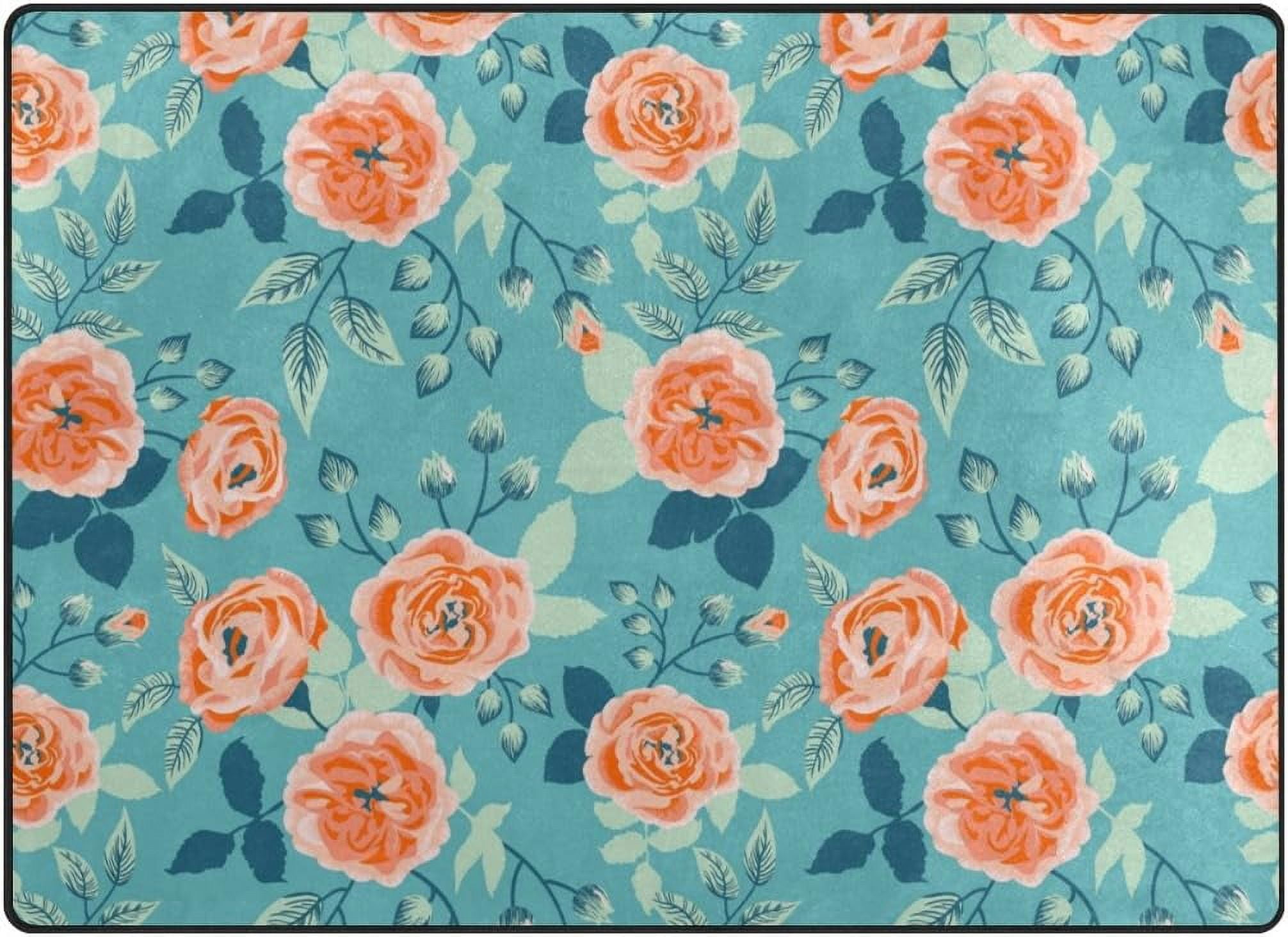 Dreamtimes Pink Roses 80 x 58 inches Lightweight Soft Area Rug Mat ...