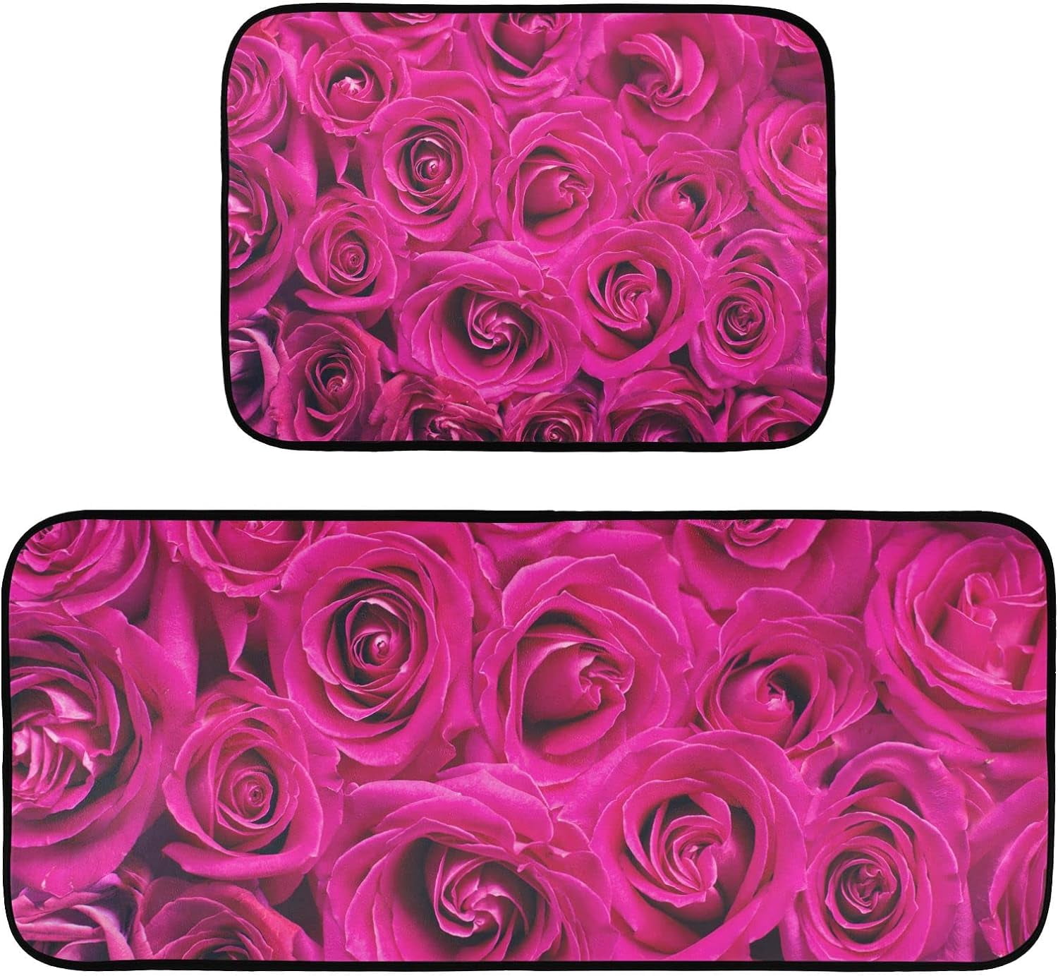 Dreamtimes Pink Roses Kitchen Mats 2 Pcs Anti Fatigue Cushioned Kitchen ...