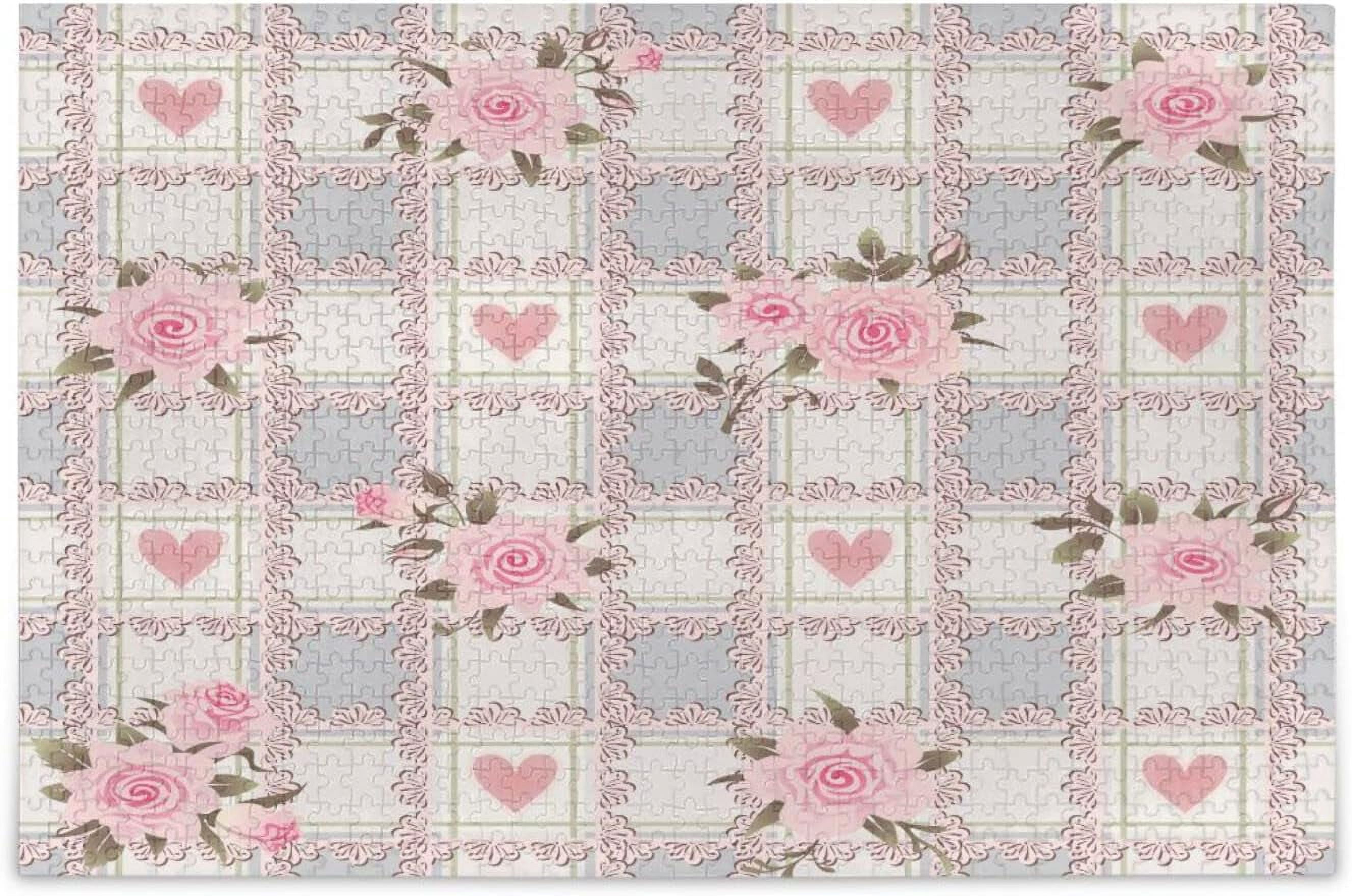 Dreamtimes Pink Roses Plaid Jigsaw Puzzles for Adults 500 Pieces ...