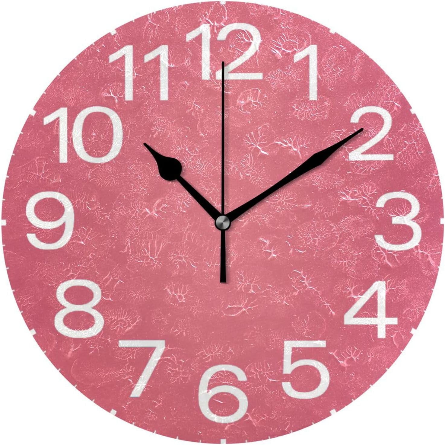Dreamtimes Pink Wall Clock,Silent Non Ticking 10 Inch Battery Operated ...