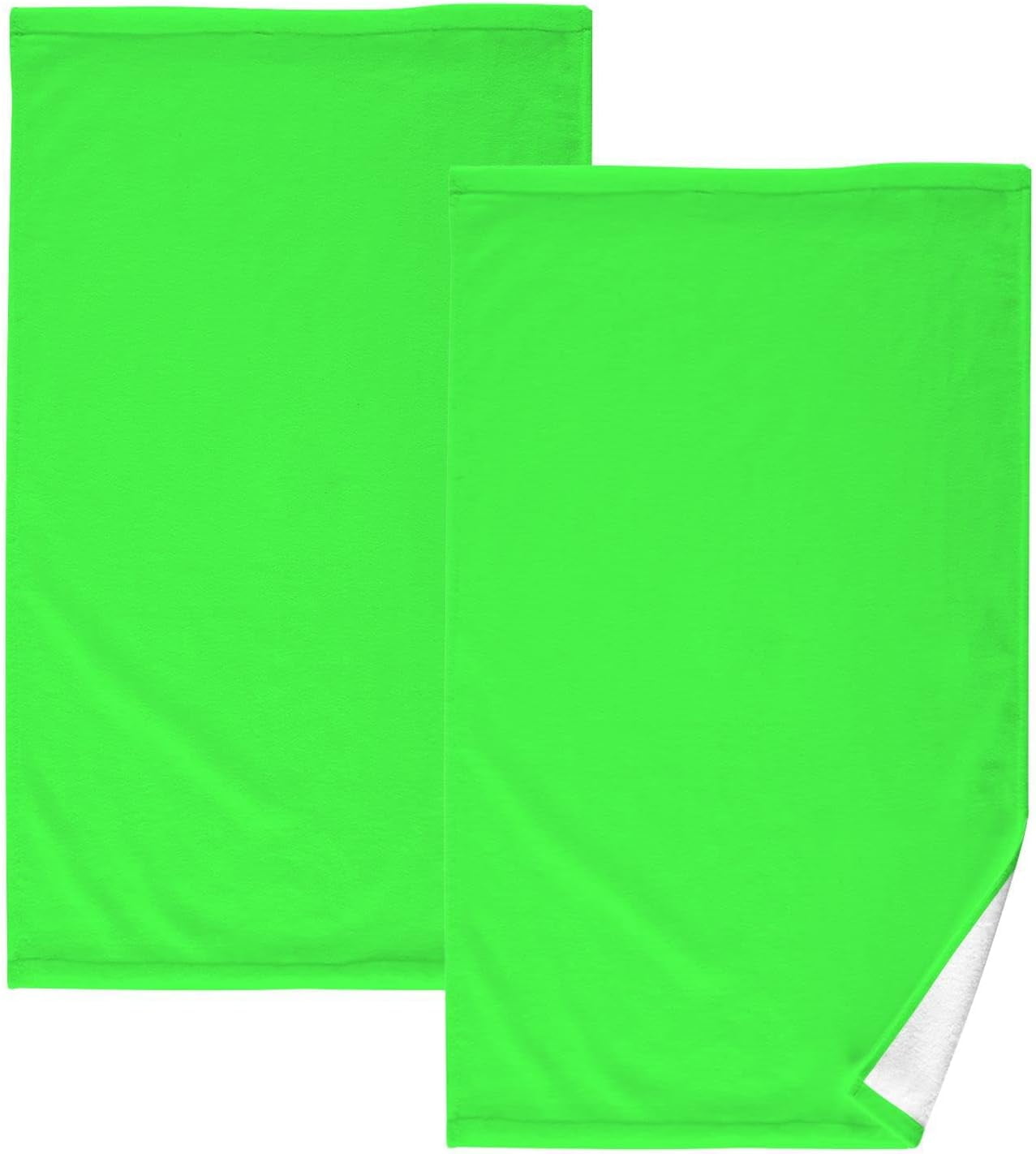 Dreamtimes Plain Neon Green Solid Color Hand Towels Set of 2 Soft ...