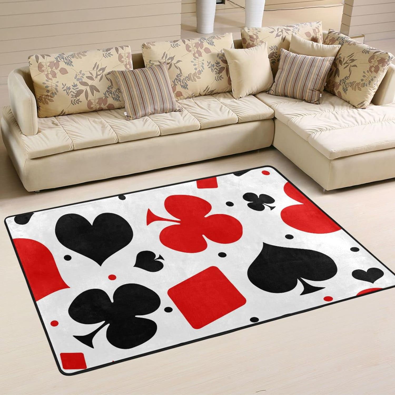 Dreamtimes Playing Cards Suits Area Rug 72x48in Spades Hearts Diamonds ...
