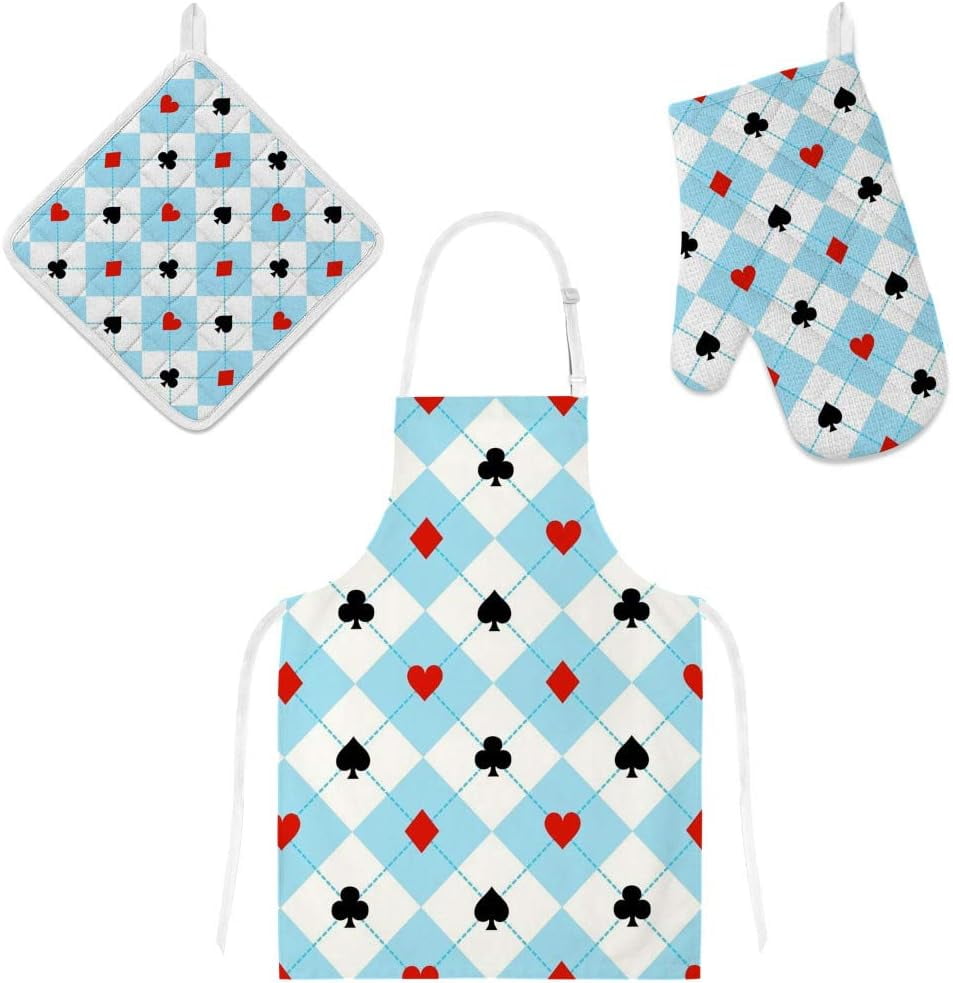 Dreamtimes Polyester Kitchen Oven Mitts Glove Potholder Apron 3Pcs Set ...