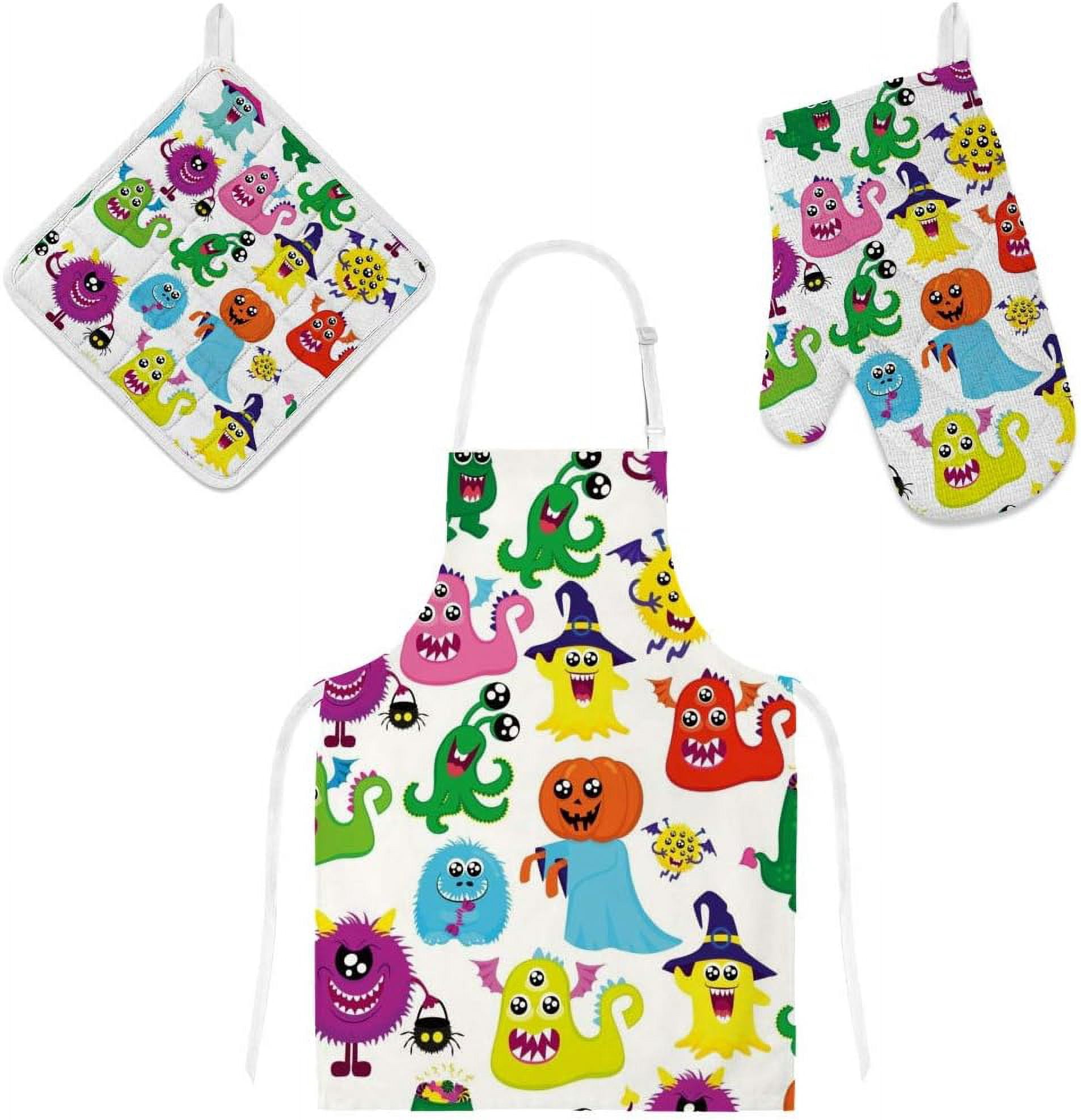 Dreamtimes Polyester Kitchen Oven Mitts Glove Potholder Apron 3Pcs Set ...