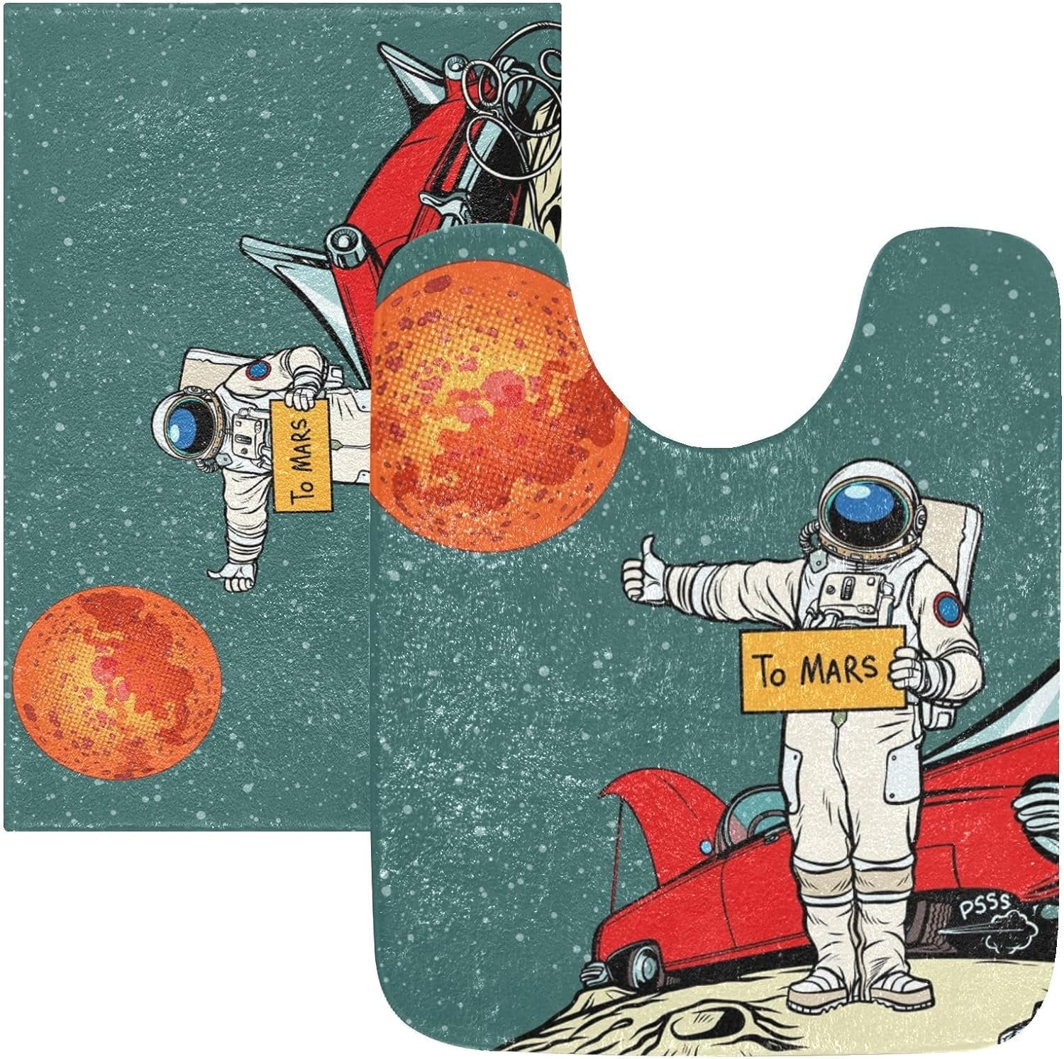 Dreamtimes Pop Art Retro Astronaut Space Cartoon Bath Mat for Bathroom ...