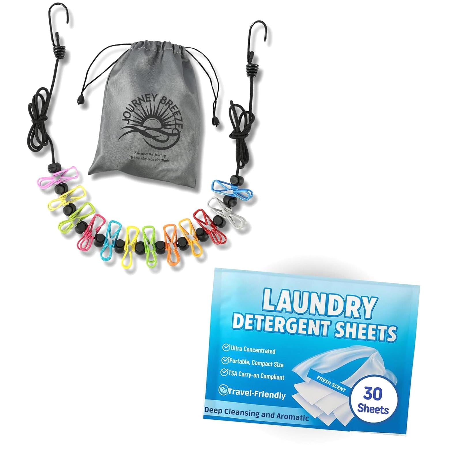 Dreamtimes Portable Laundry Detergent Sheets and Compact Clothesline ...