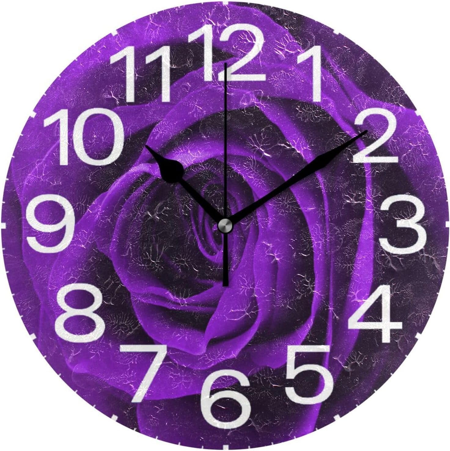 Dreamtimes Purple Flowers Wall Clock,Silent Non Ticking 10 Inch Battery ...