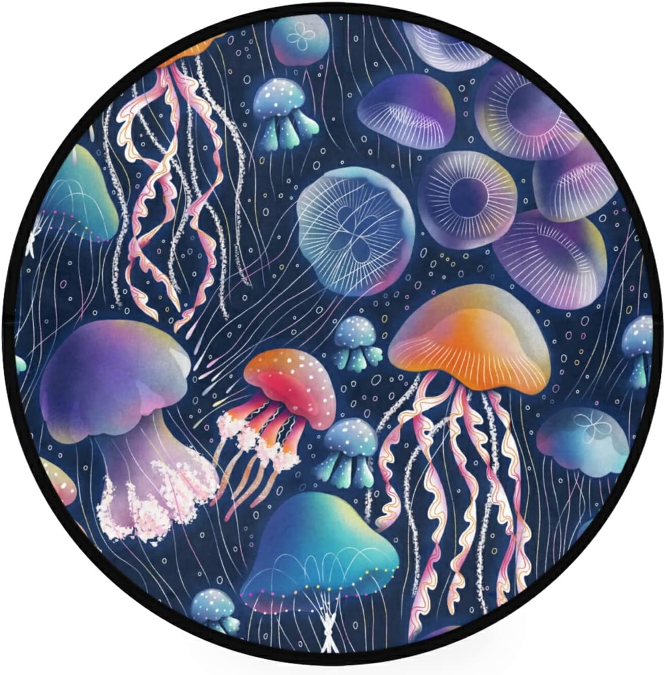 Dreamtimes Purple Jellyfish Bioluminescent Disco Party Round Area Rug ...