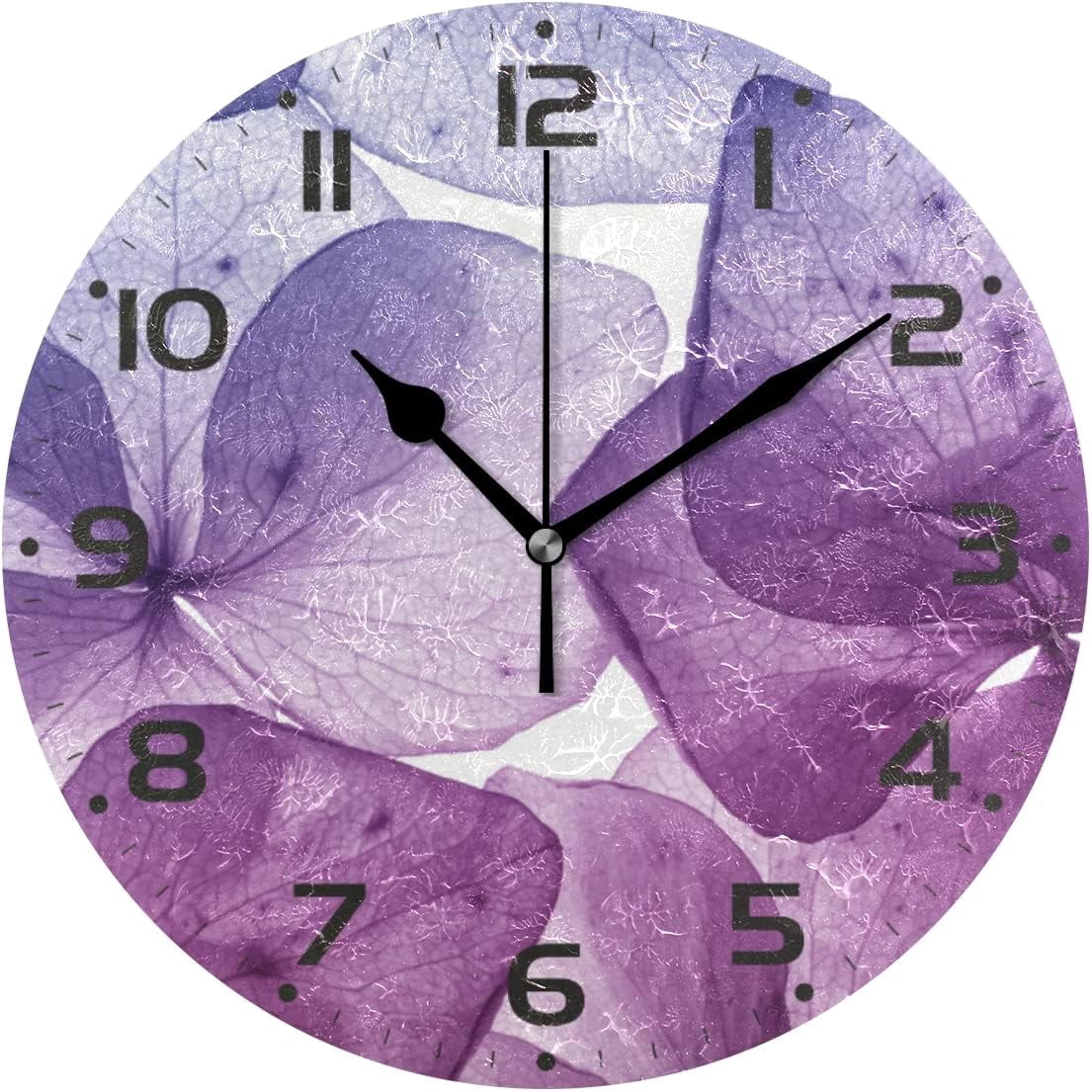 Dreamtimes Purple Petal Flowers Wall Clock, 10 Inch Silent Non Ticking ...