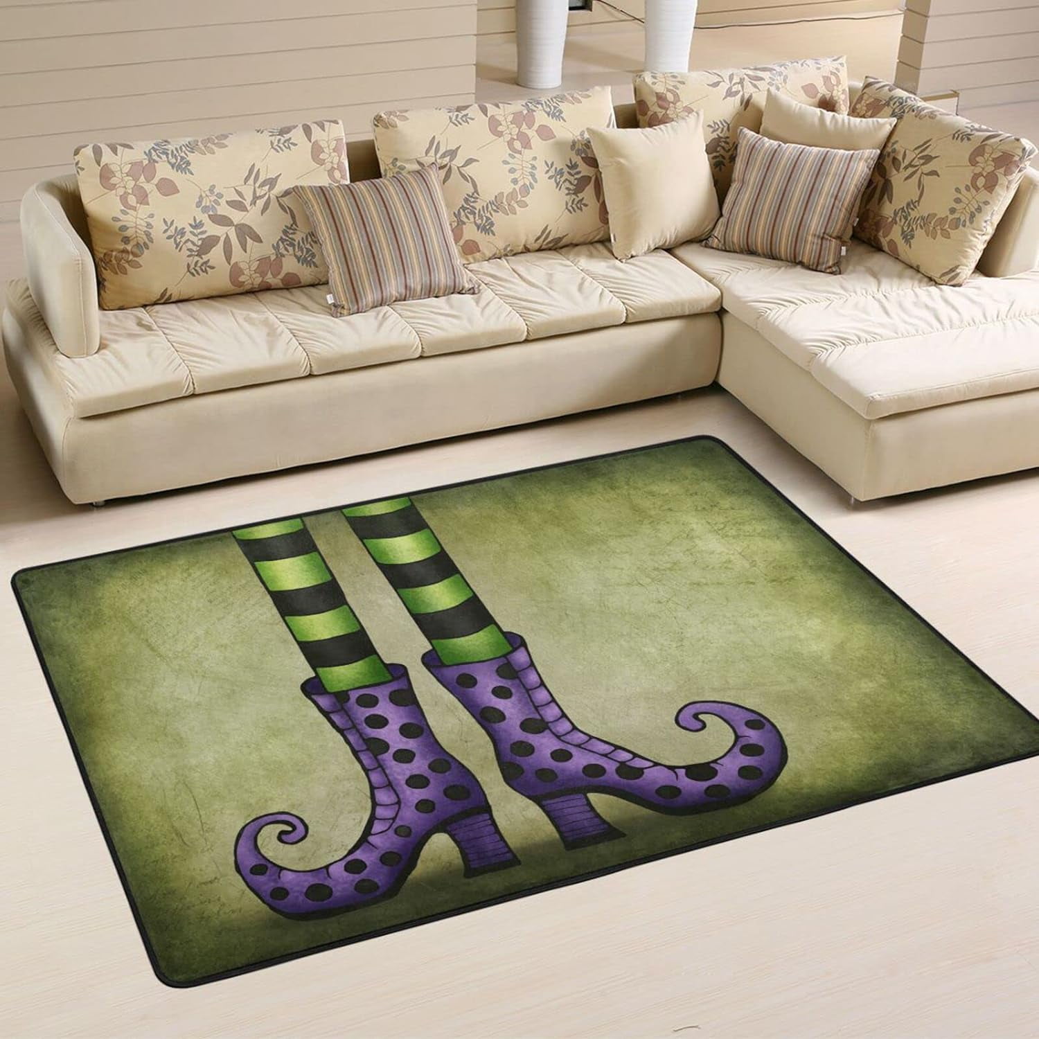 Dreamtimes Purple Witch Legs Area Rug 72x48in Happy Halloween Non-Slip ...