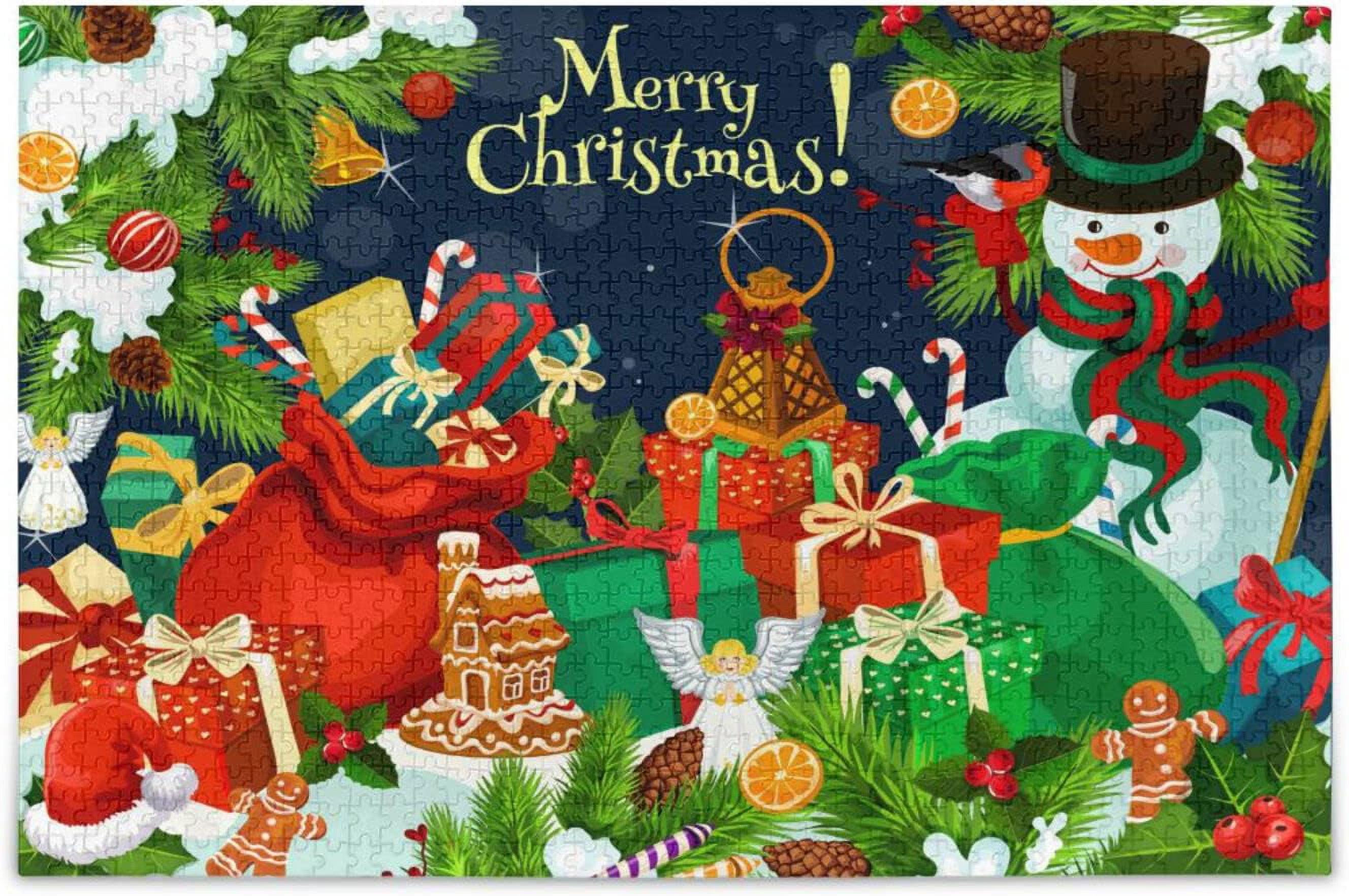 Dreamtimes Puzzle 1000 Pieces - Merry Christmas Pattern - Wooden Jigsaw ...