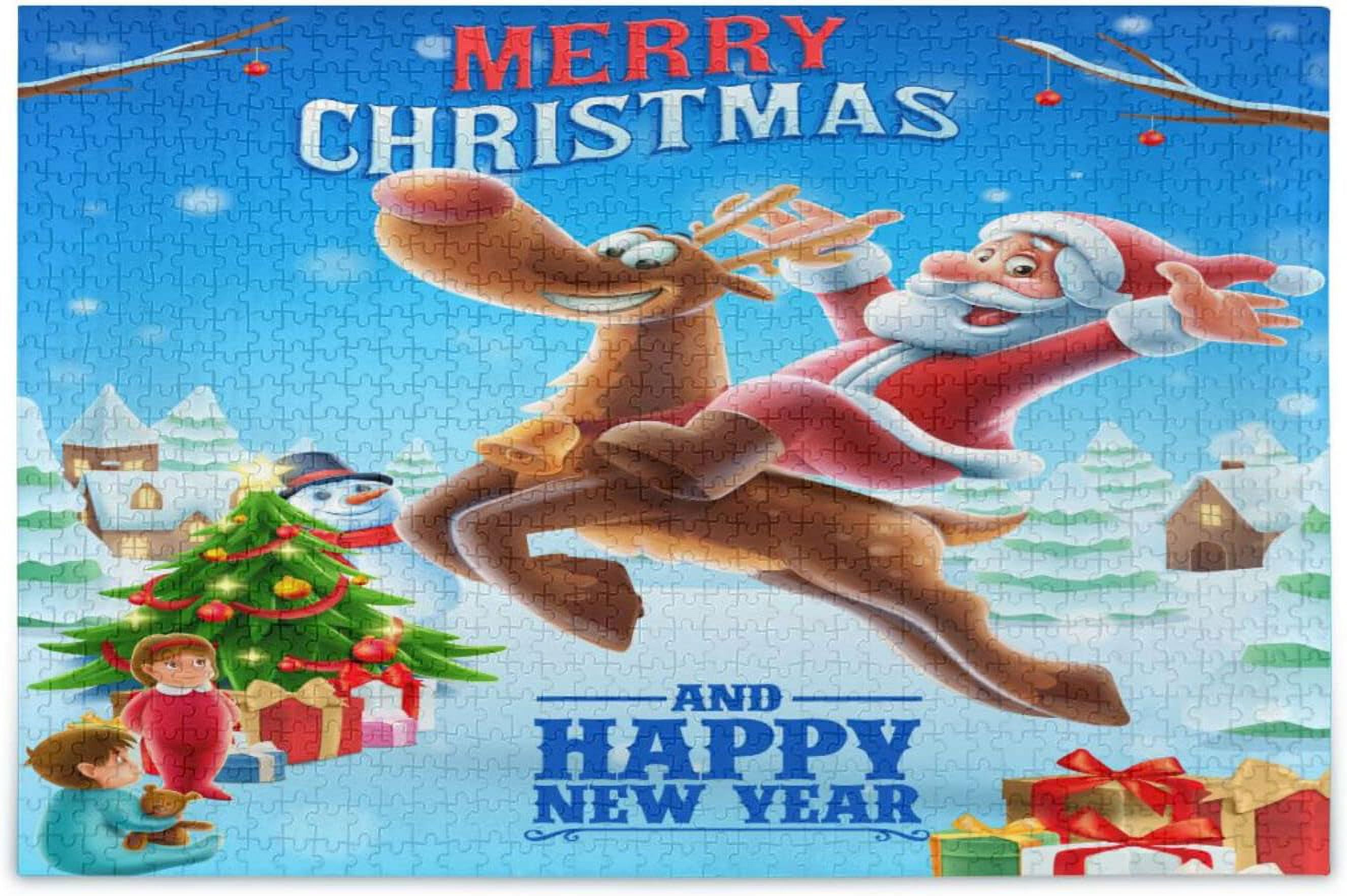 Dreamtimes Puzzle 1000 Pieces - Merry Christmas Santa - Wooden Jigsaw ...