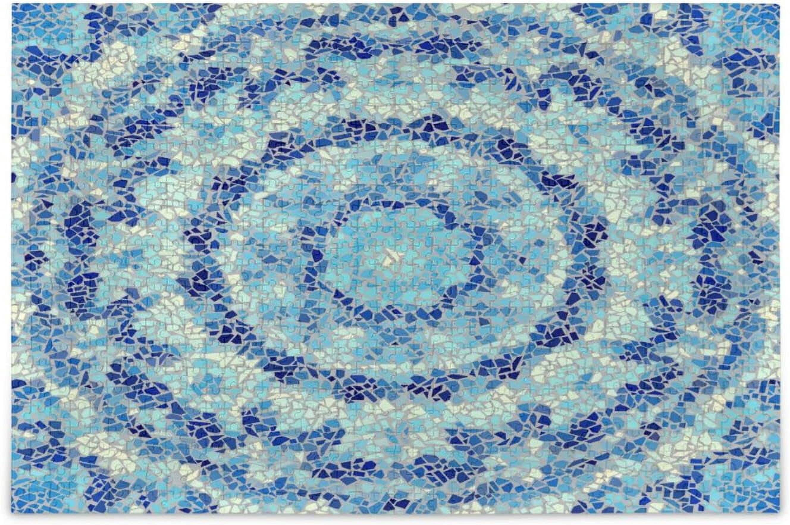 Dreamtimes Puzzle 500 Pieces - Blue Mosaic Art Pattern - Wooden Jigsaw ...