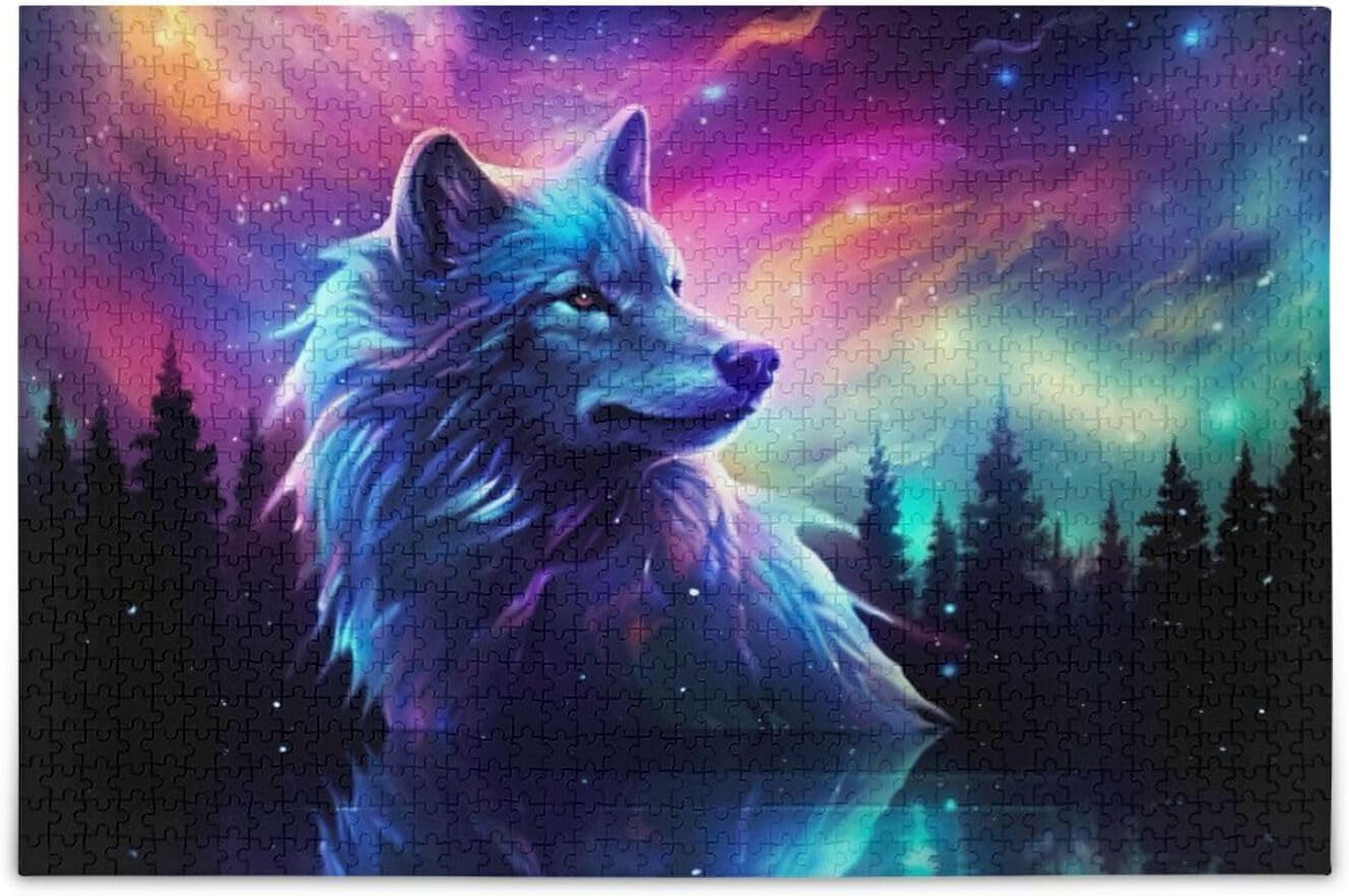 Dreamtimes Puzzle- Aurora Borealis Wolf Jigsaw Puzzles, 500 Piece ...