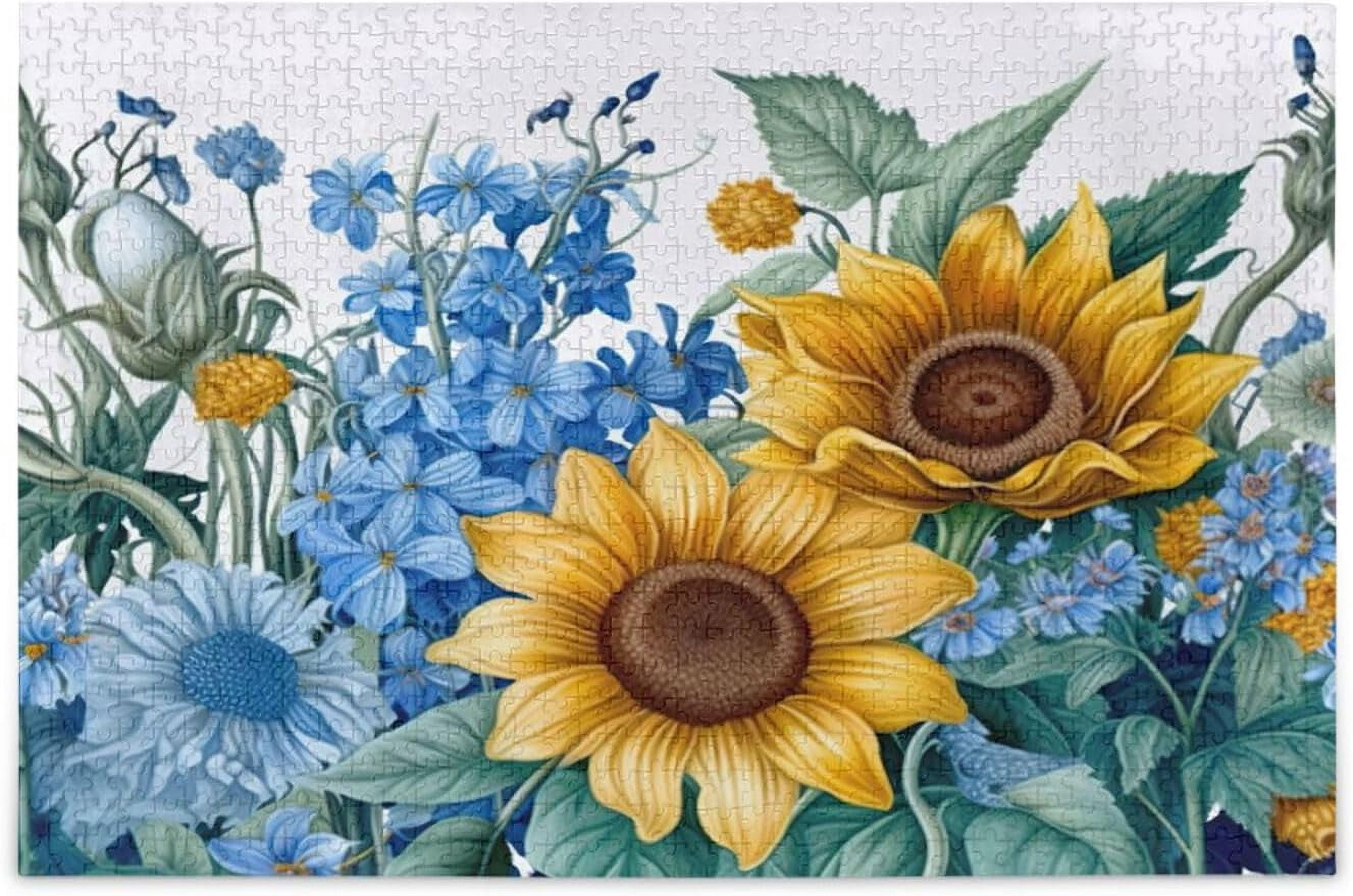 Dreamtimes Puzzle- Sunflowers Bluebells Jigsaw Puzzles, 500 Piece ...
