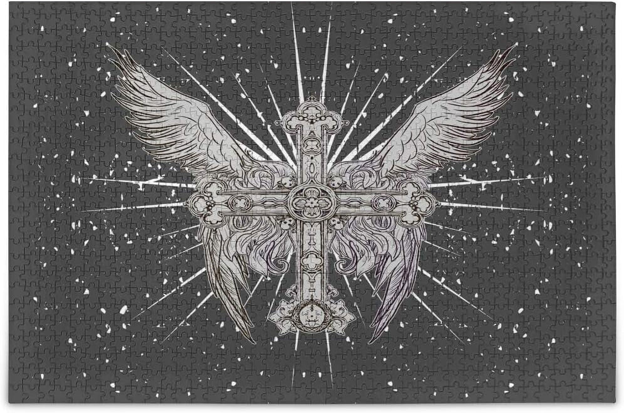 Dreamtimes Puzzles for Adults 1000 Piece Black Vintage White Wings Jigsaw Puzzles Kids ...