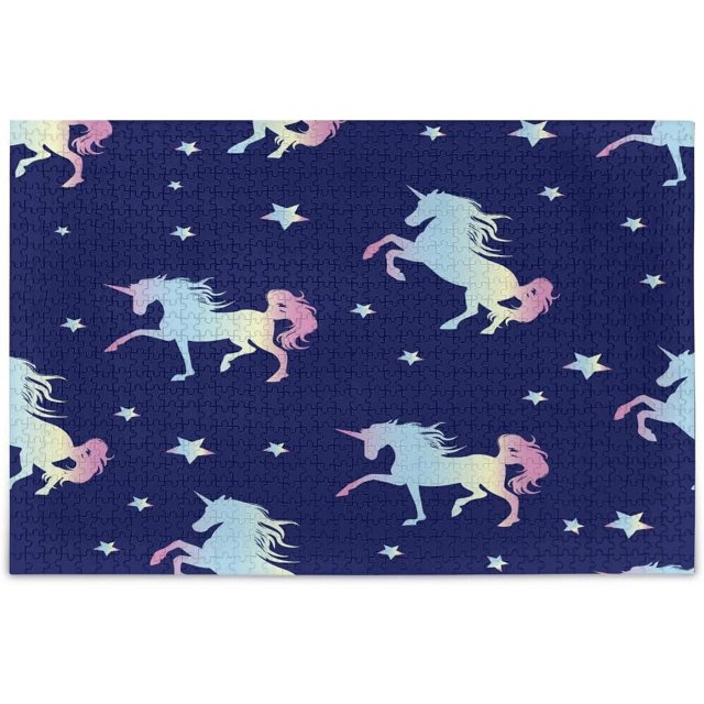 Dreamtimes Puzzles for Adults 1000 Piece Cartoon Rainbow Unicorns Stars ...