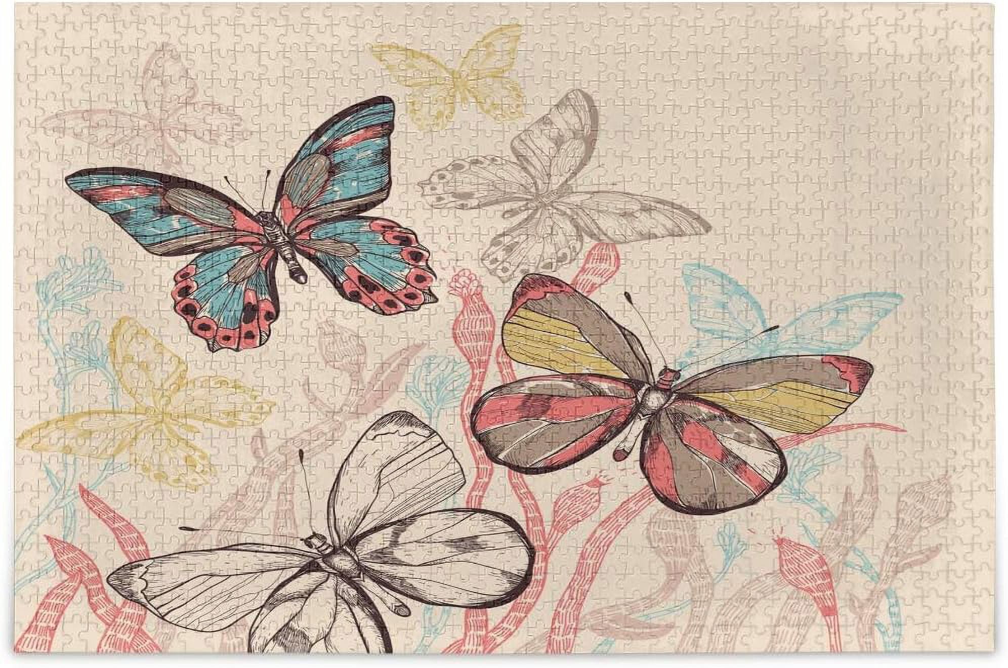 Dreamtimes Puzzles for Adults 1000 Piece Colorful Flying Butterflies ...